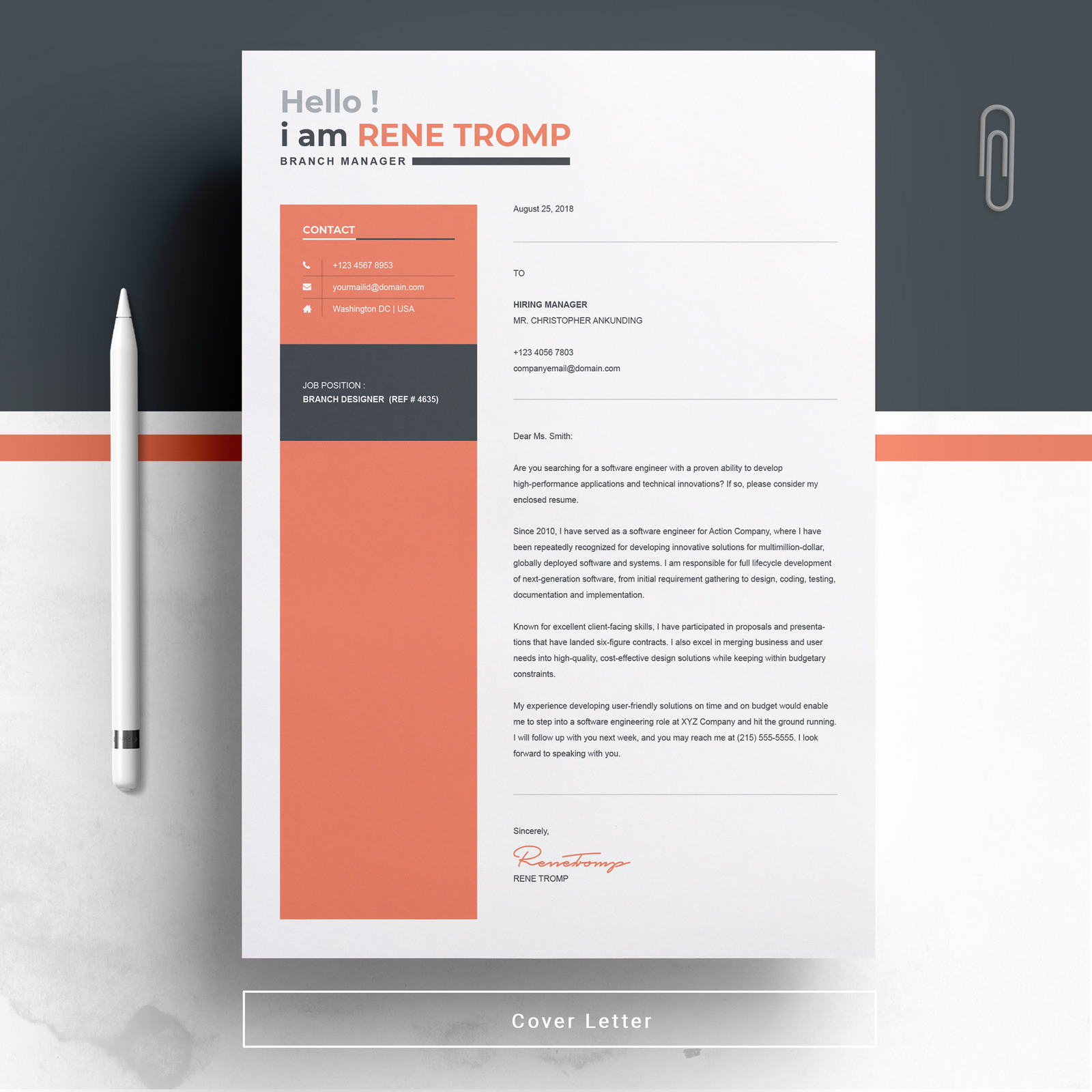 Rene Tromp Resume Template #75557 - TemplateMonster