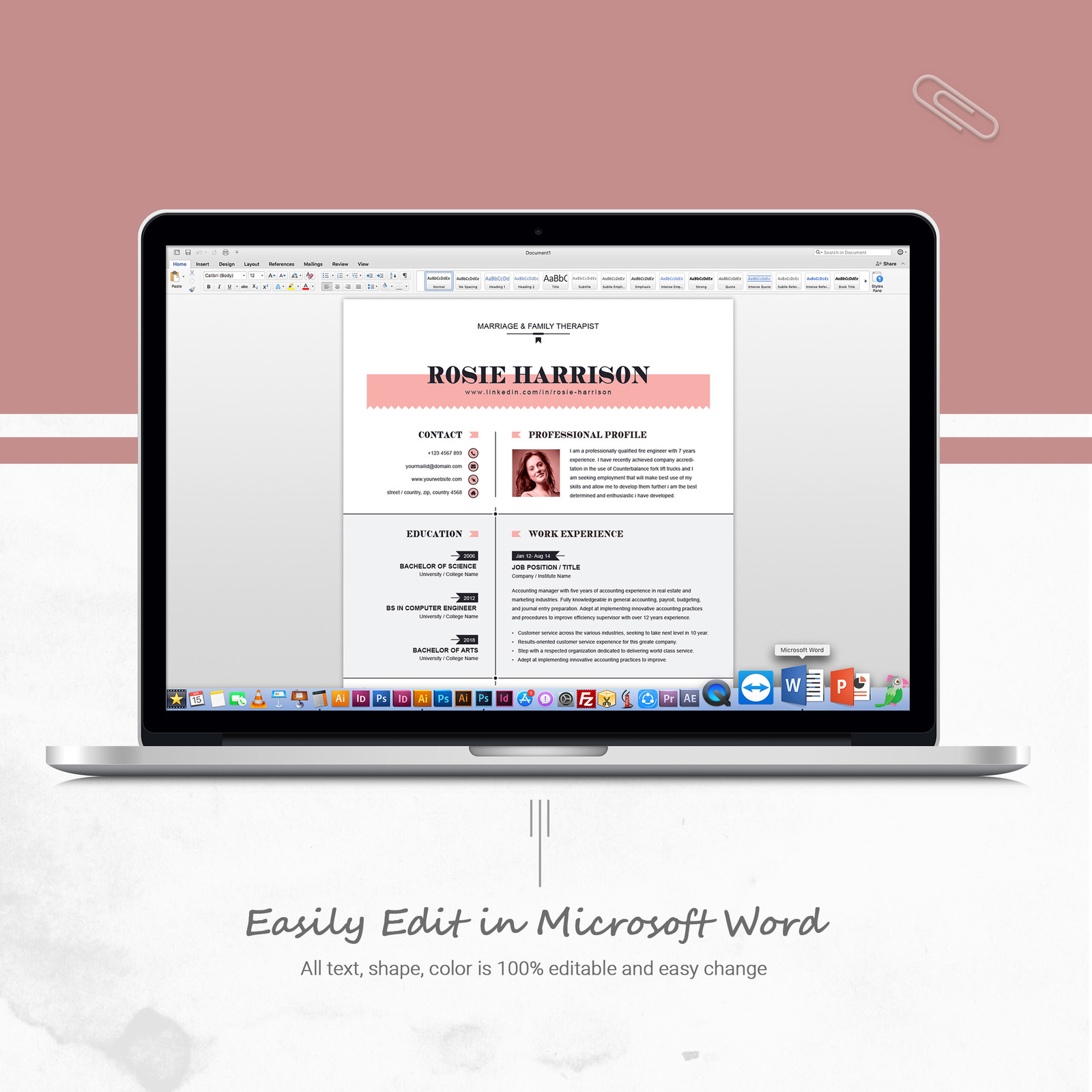 Rose Resume Template #76563 - TemplateMonster