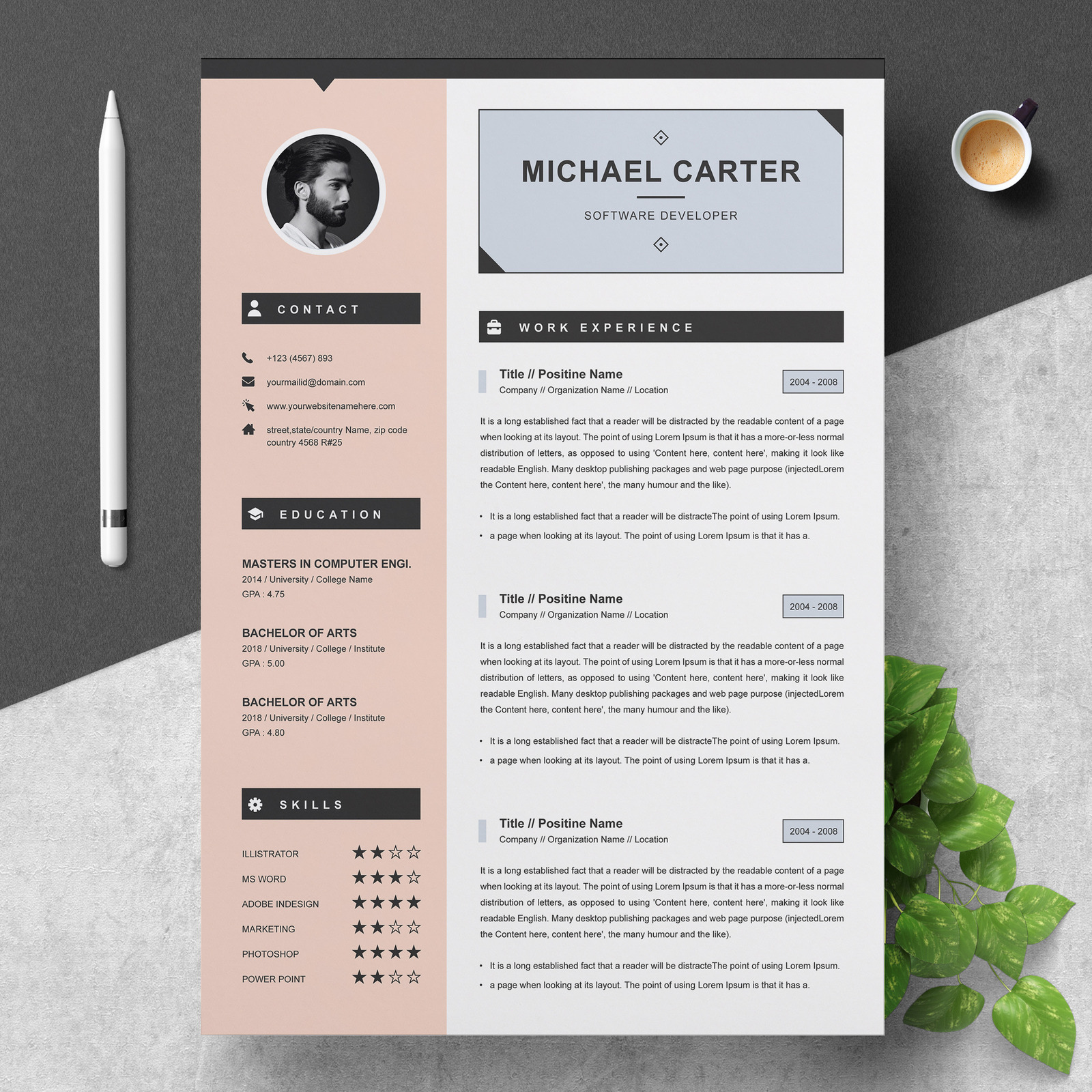 Michael Carter - Resume Template #77727 - TemplateMonster