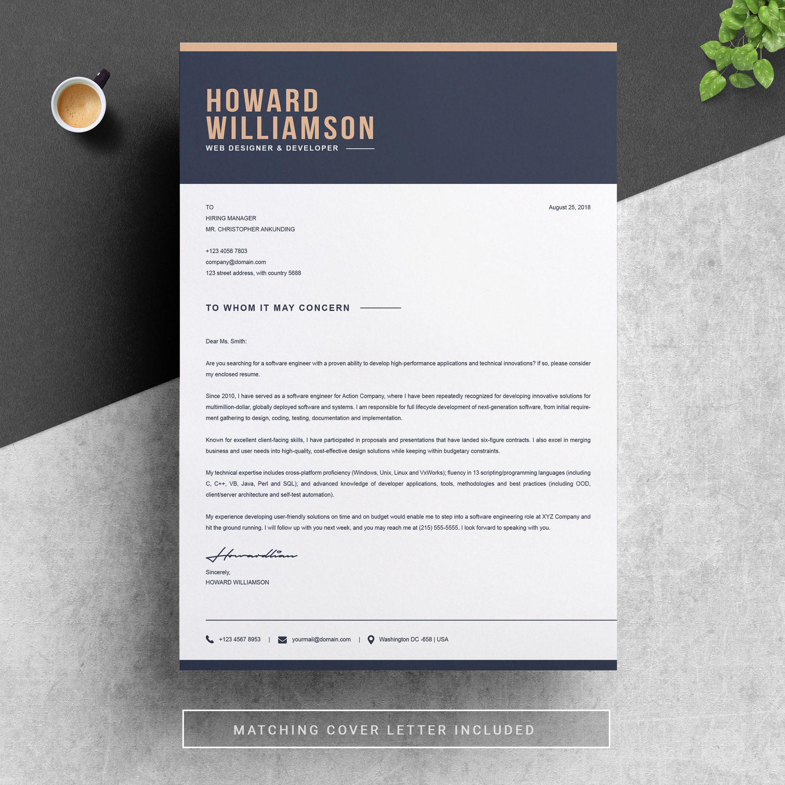 Howard Williamson Resume Template #77887 - TemplateMonster