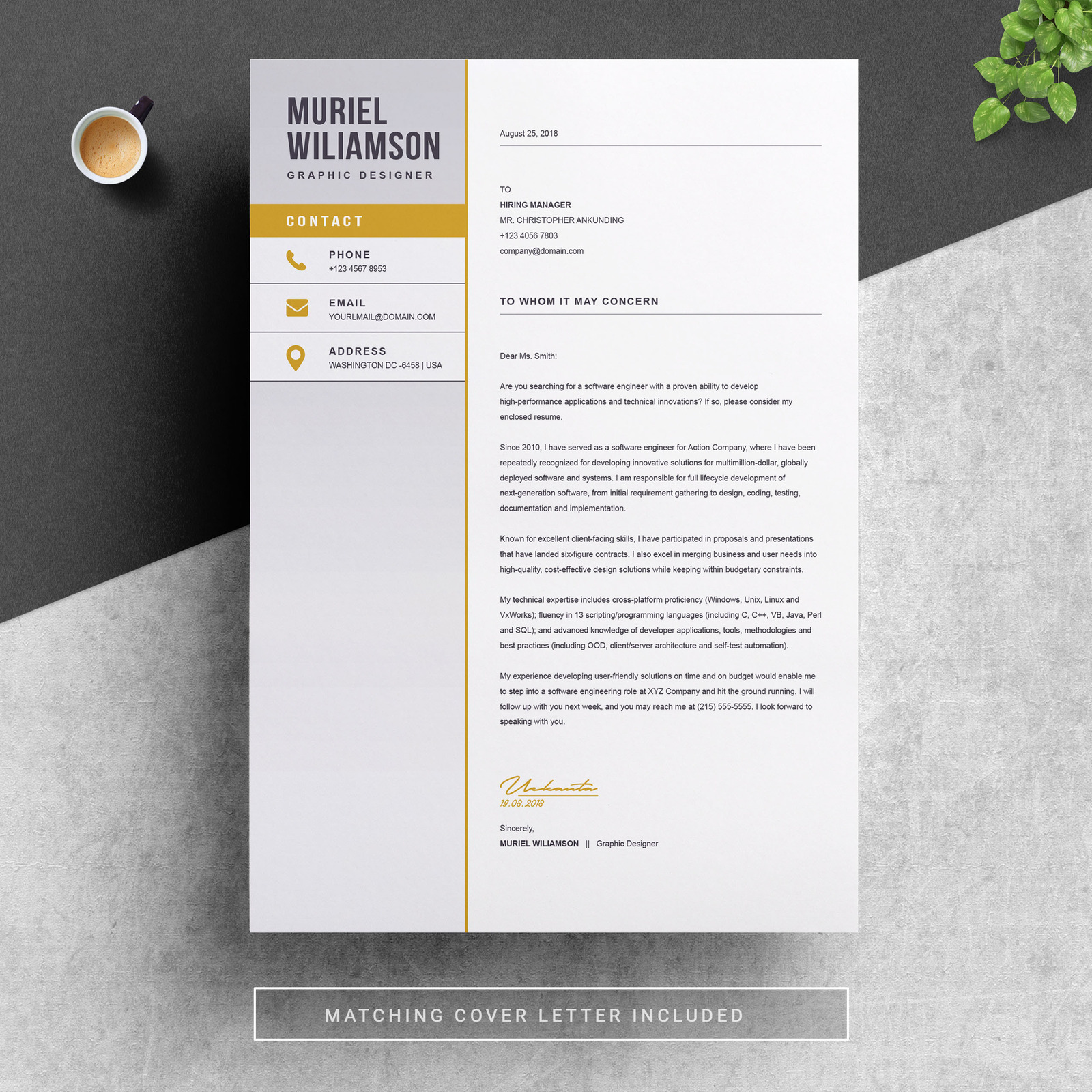 Muriel Resume Template #84155 - TemplateMonster