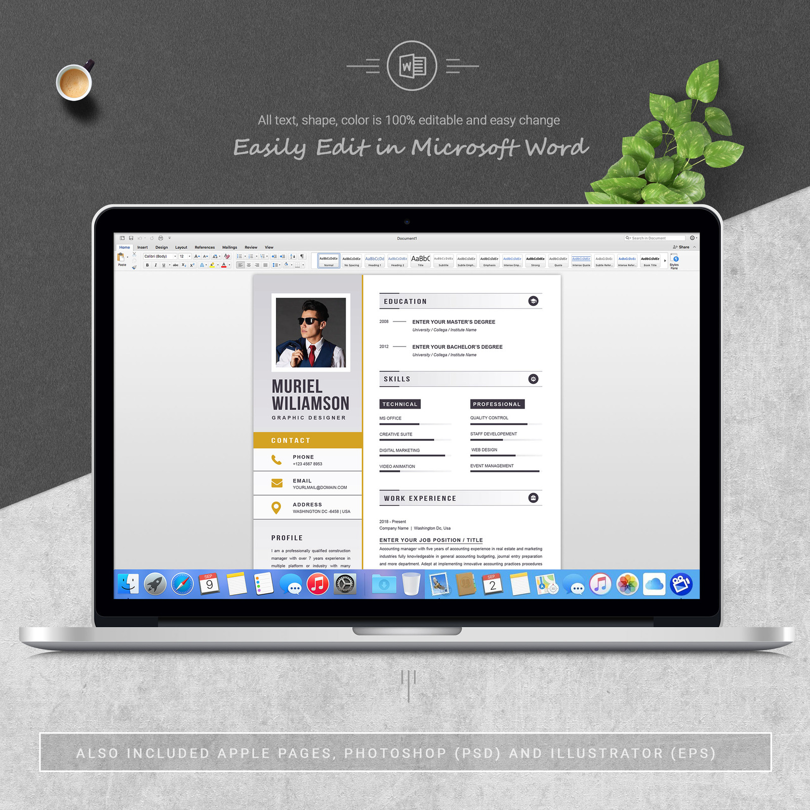 Muriel Resume Template #84155 - TemplateMonster