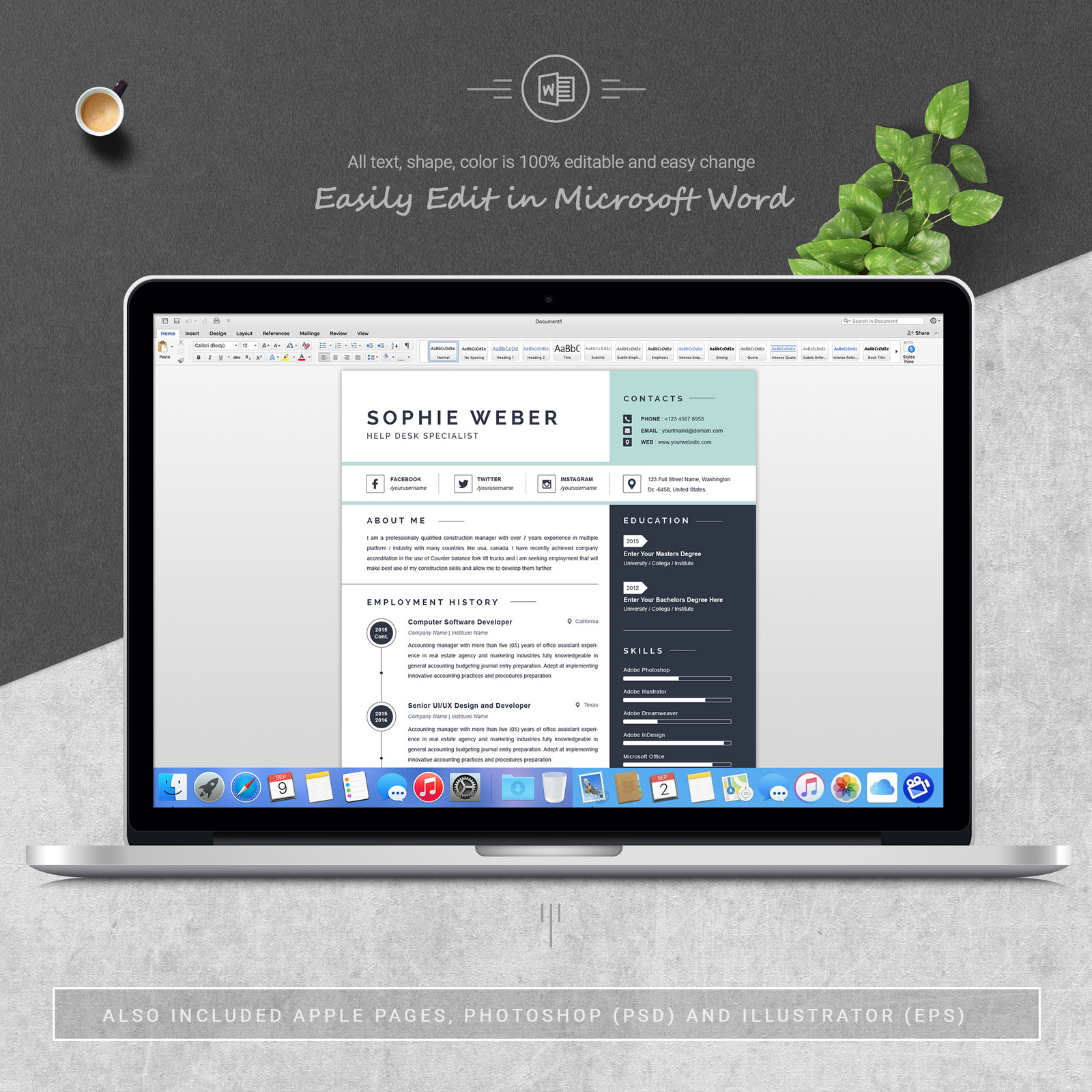 Sophie Resume Template #79245 - TemplateMonster