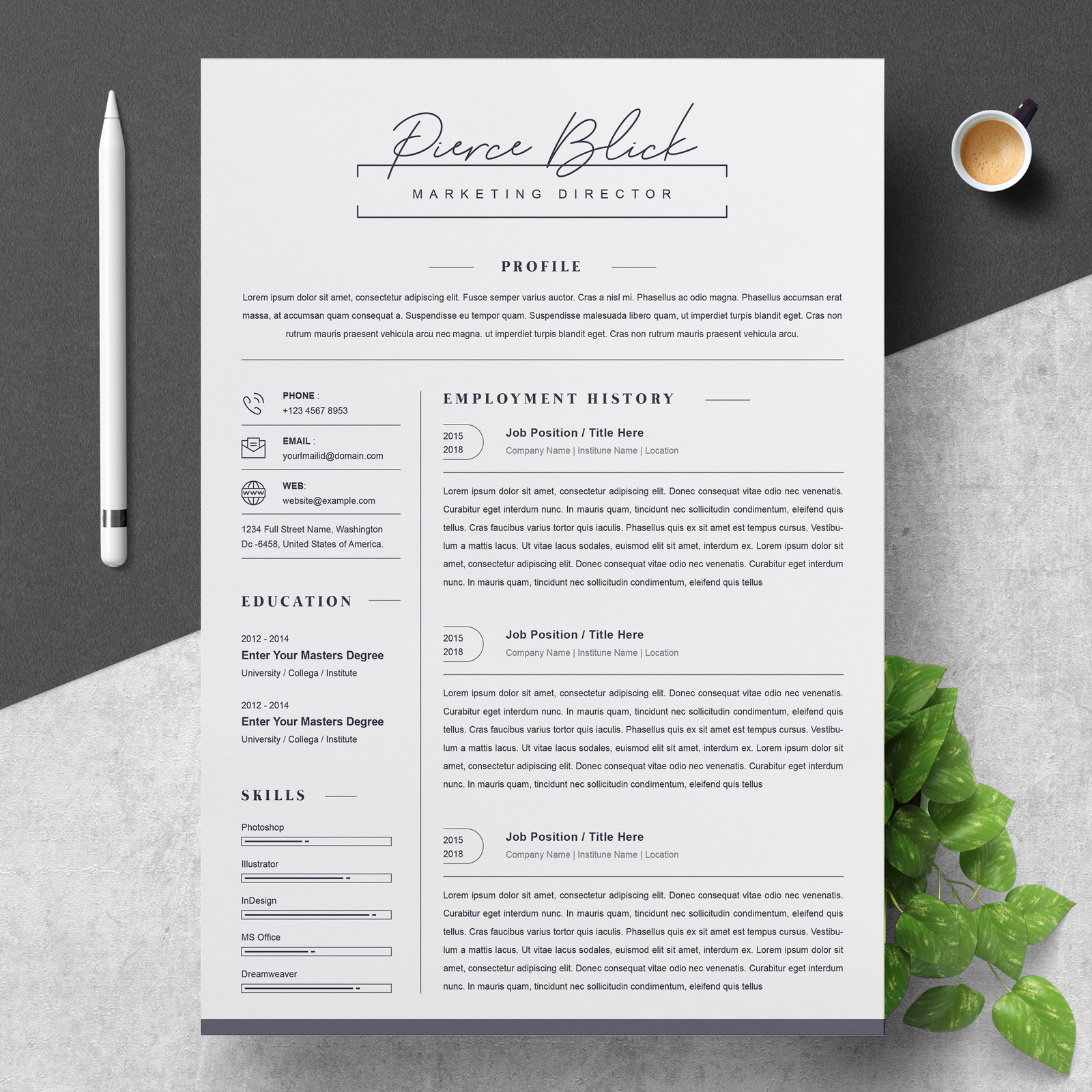 Price Blick Resume Template #79363 - TemplateMonster