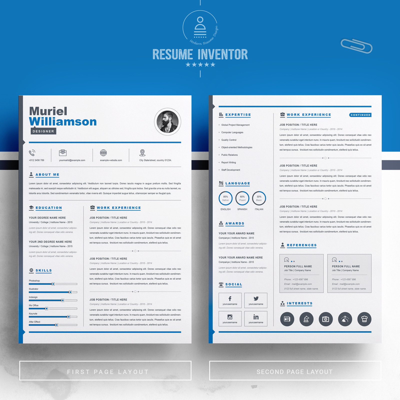 Muriel Resume Template #79368 - TemplateMonster