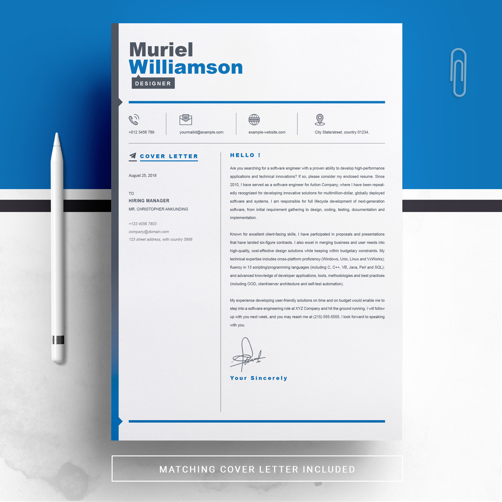 Muriel Resume Template #79368 - TemplateMonster