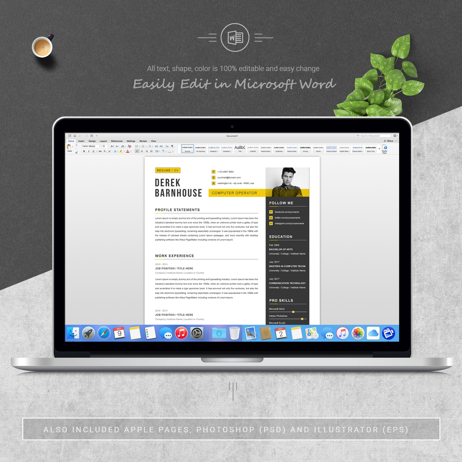 Derek Resume Template #83250 - TemplateMonster