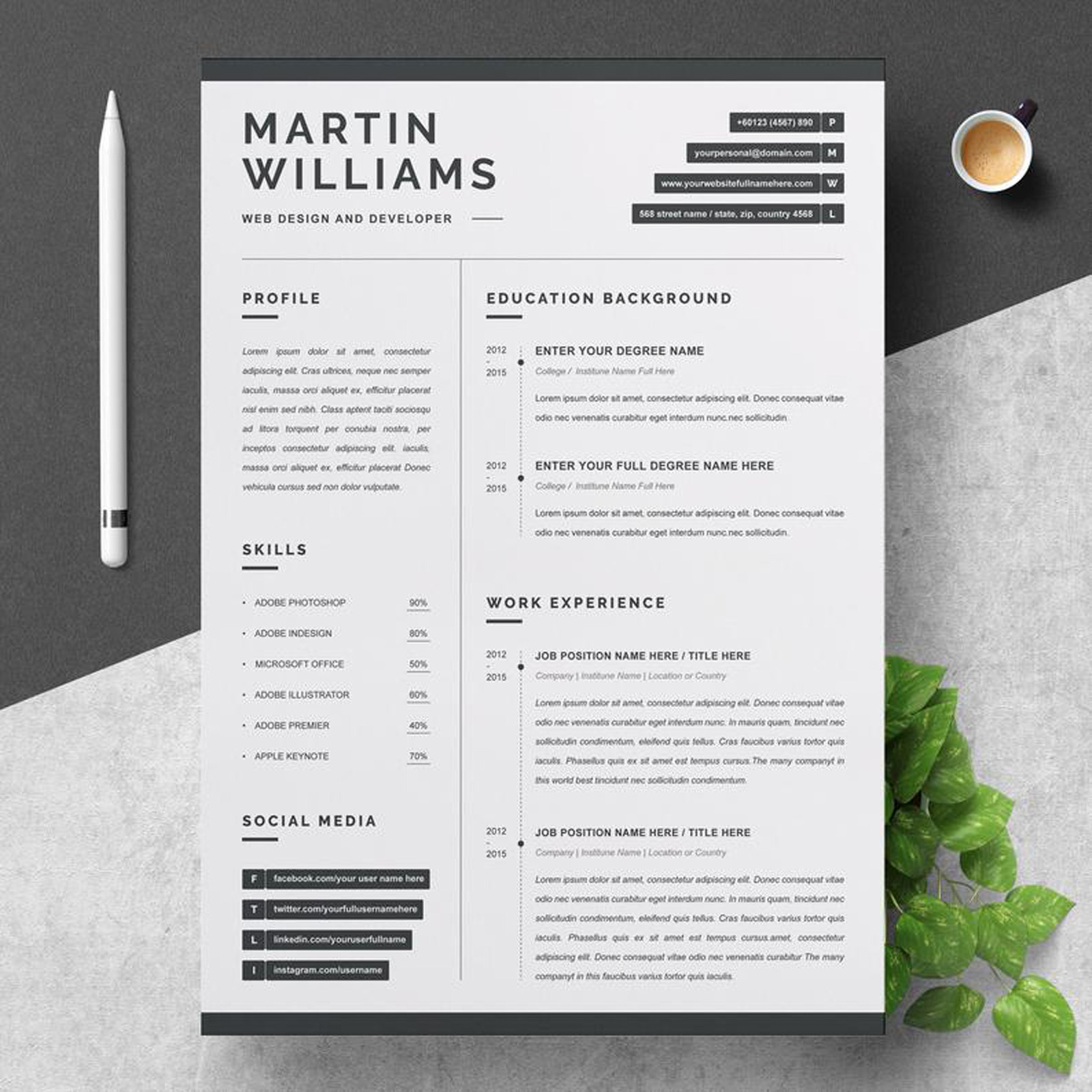 Martin Resume Template #90613 - TemplateMonster