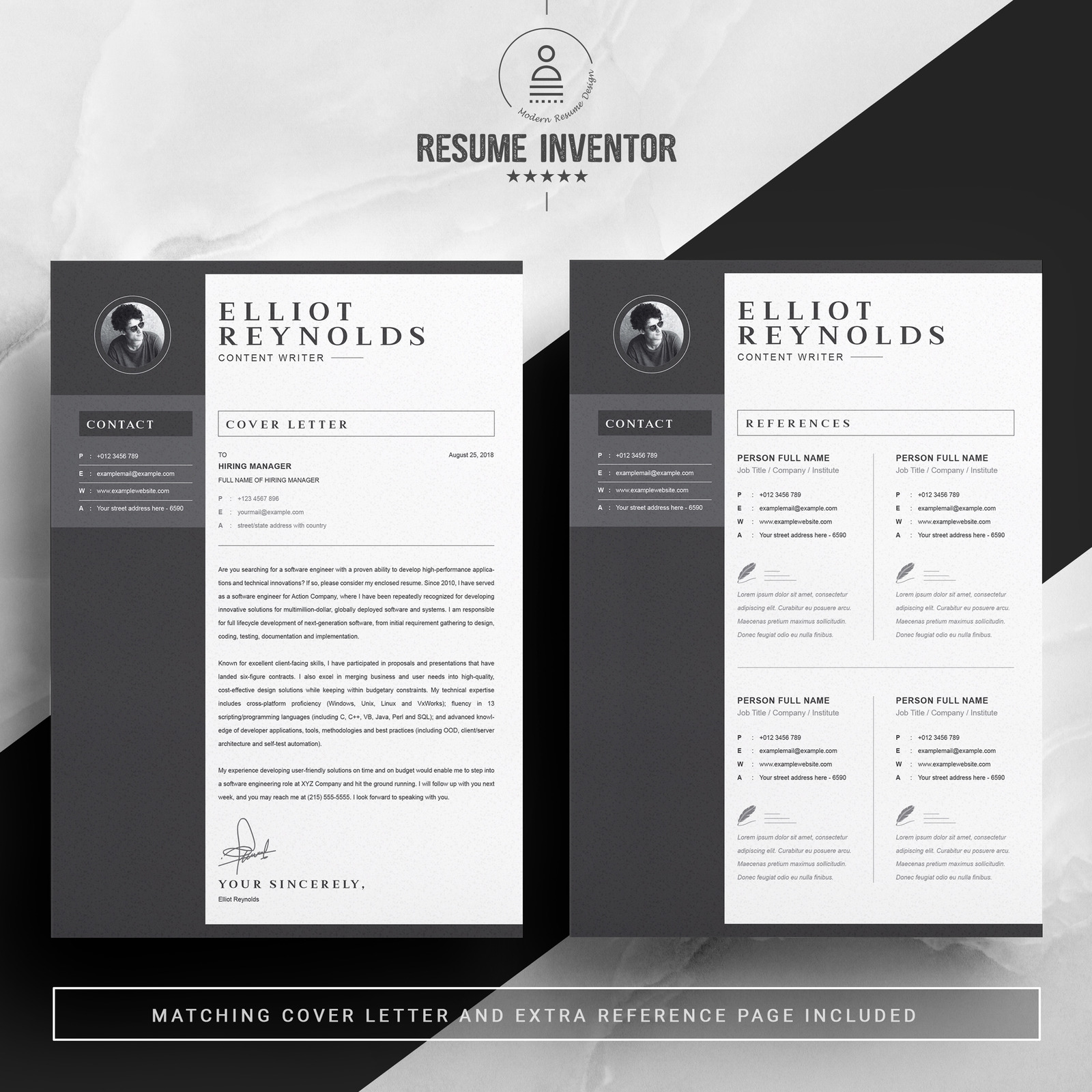 Elliot Resume Template #94773 - TemplateMonster