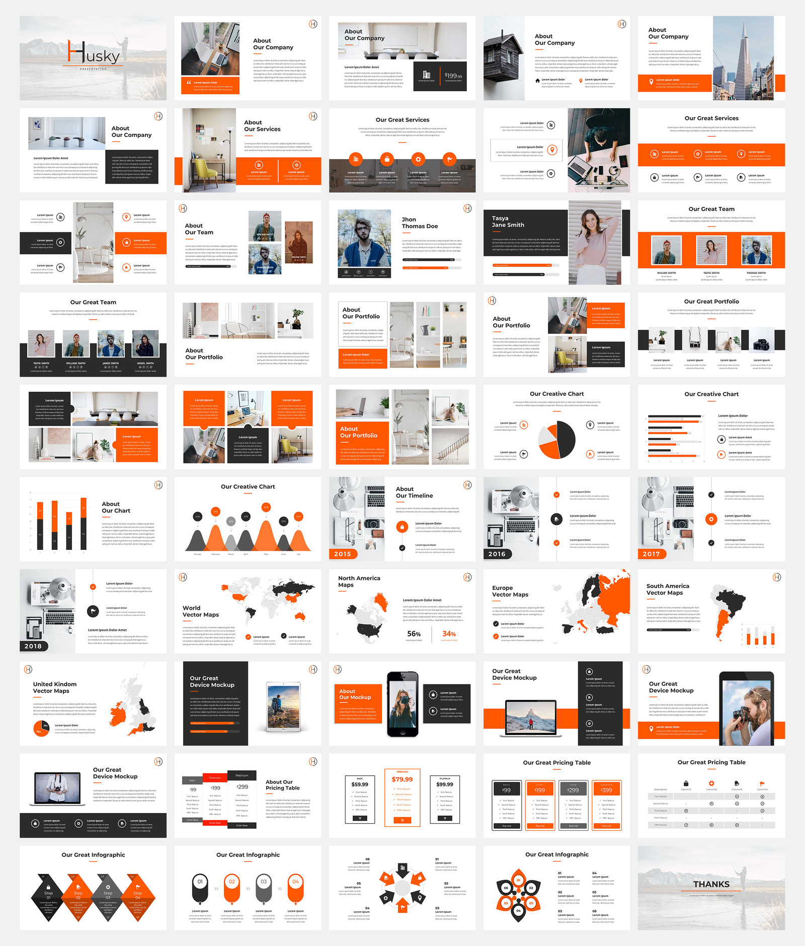 Husky - Creative PowerPoint template - TemplateMonster
