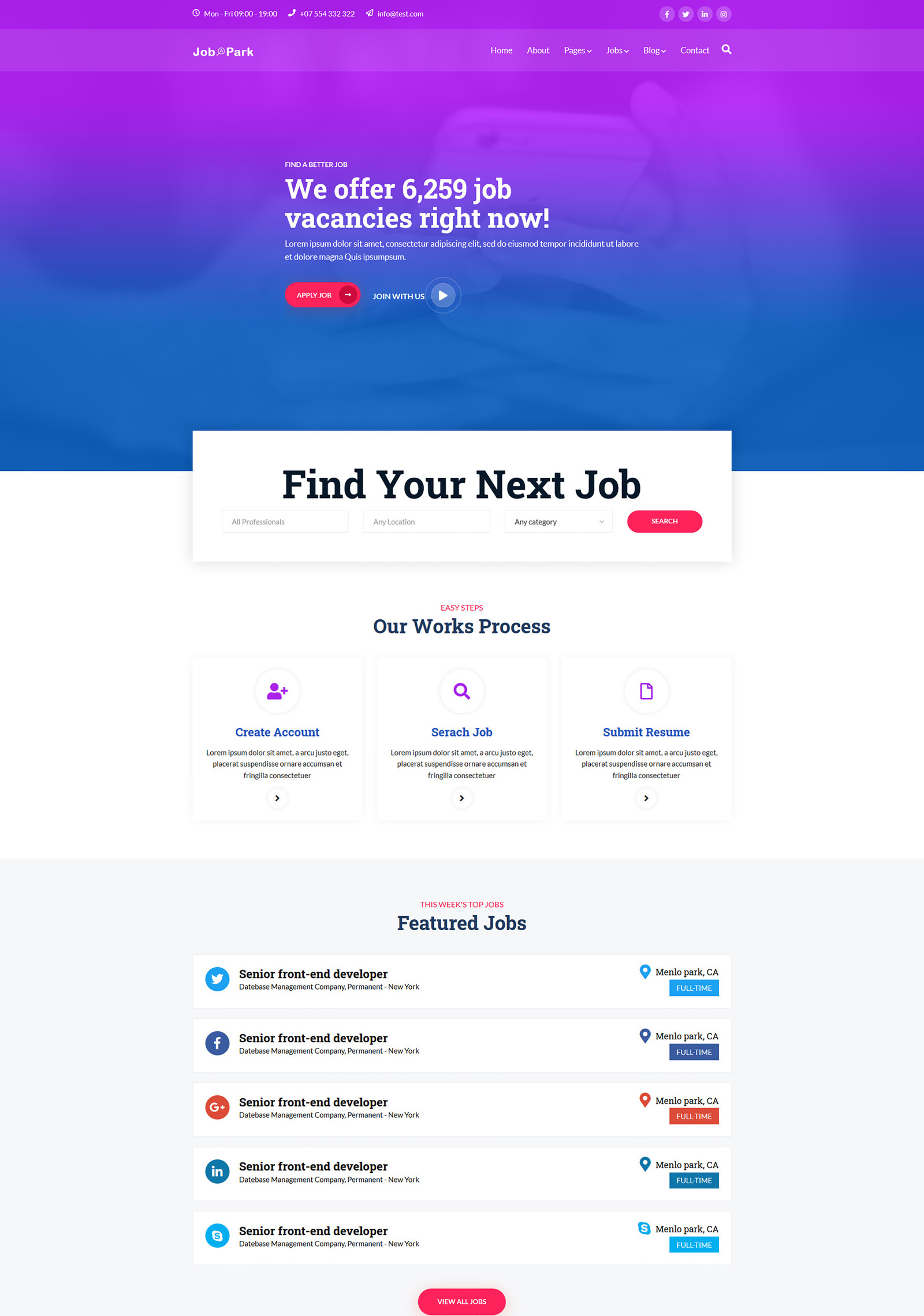 Jobpark Website HTML Responsive Template - TemplateMonster