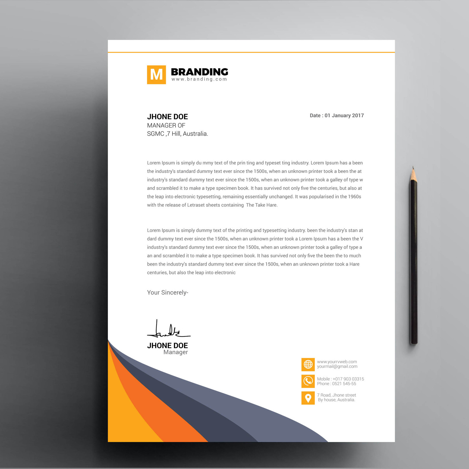 Job Letterhead M - Corporate Identity Template
