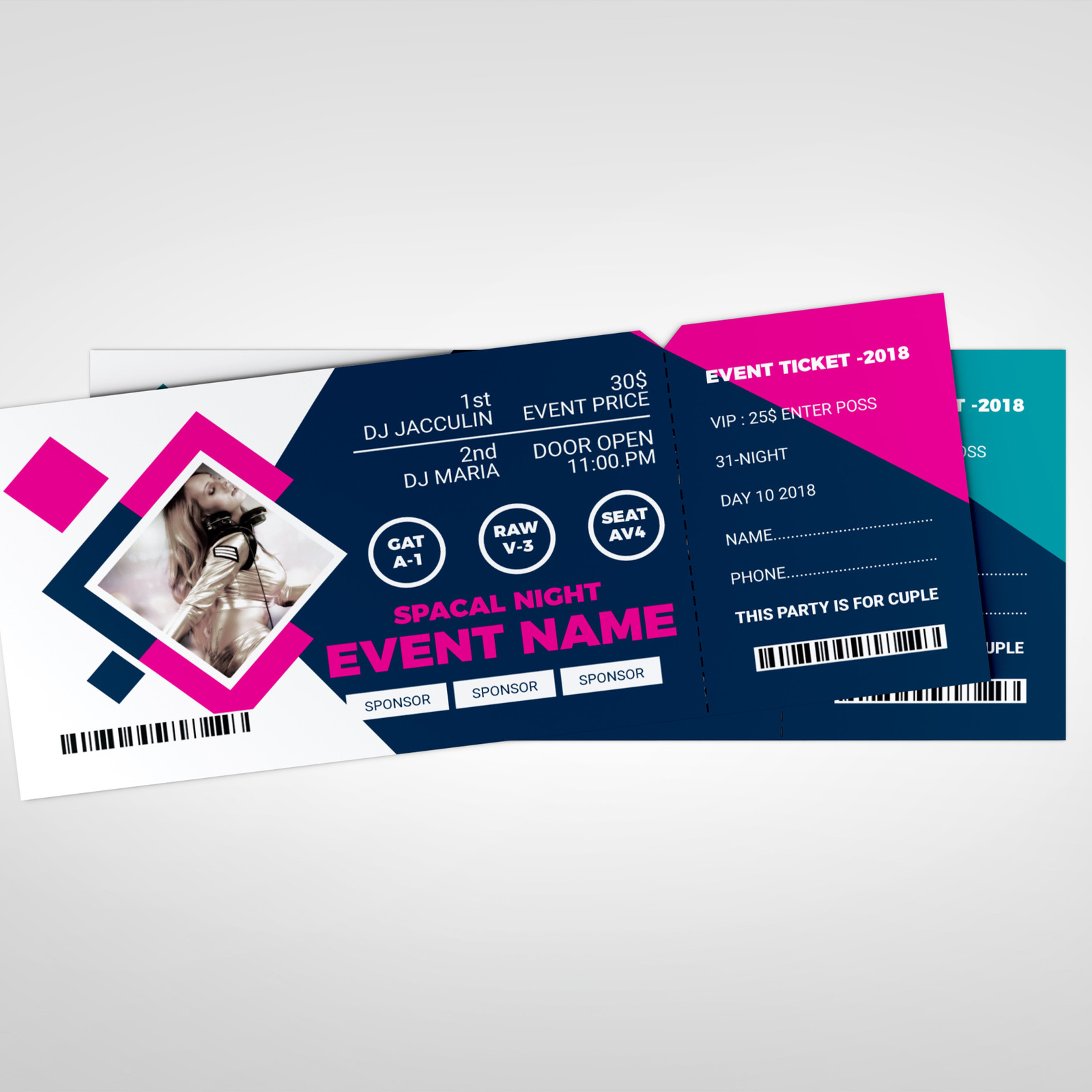Night Party Event Ticket - Corporate Identity Template
