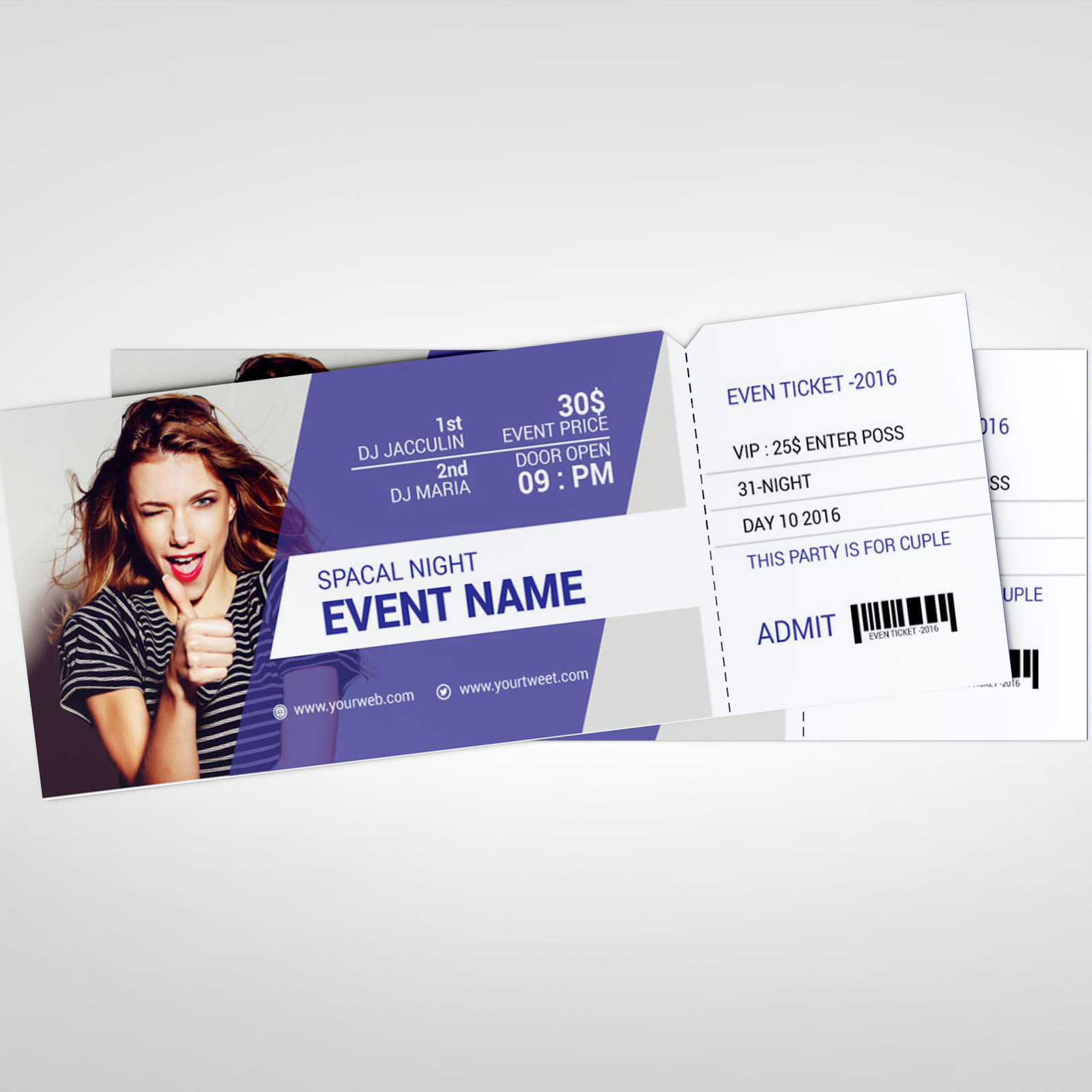 Event Ticket for party - Corporate Identity Template