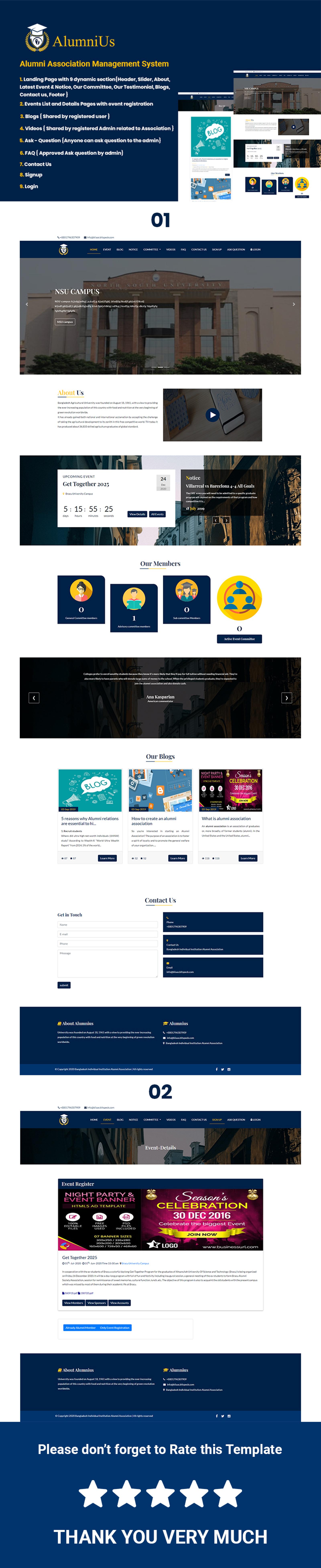 Alumnius- Laravel Association Management System Website Template
