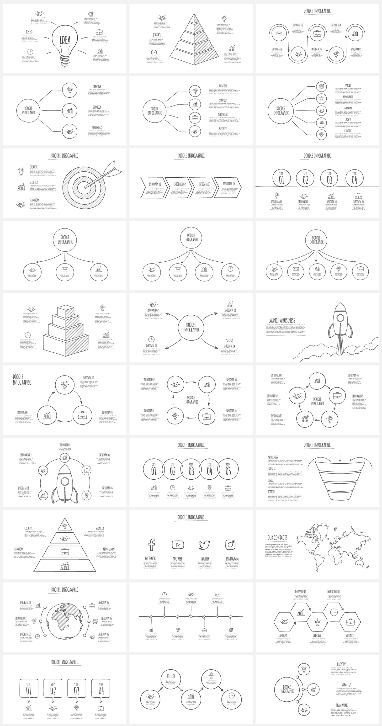 Doodle Animated Infographics PowerPoint template