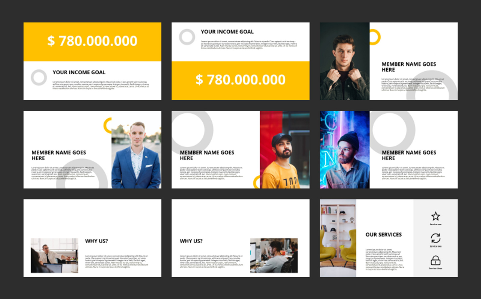 Yellow Presentation PowerPoint template - TemplateMonster