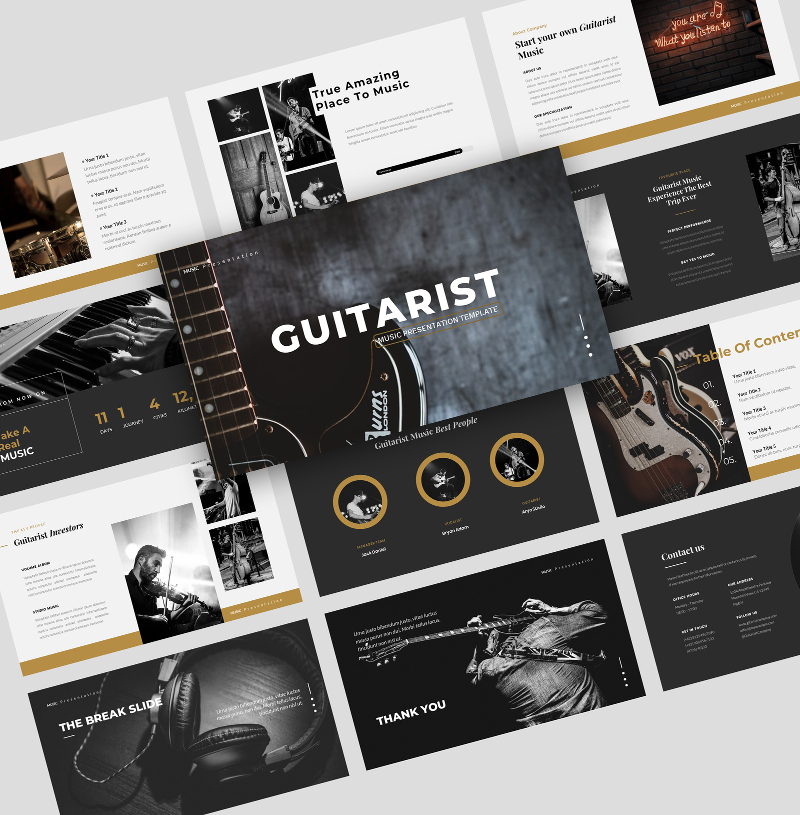 Guitarist - Music PowerPoint template - TemplateMonster