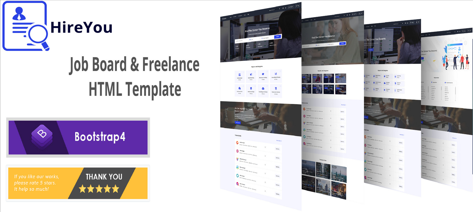 Hireyou - Job Board HTML Website Template - TemplateMonster