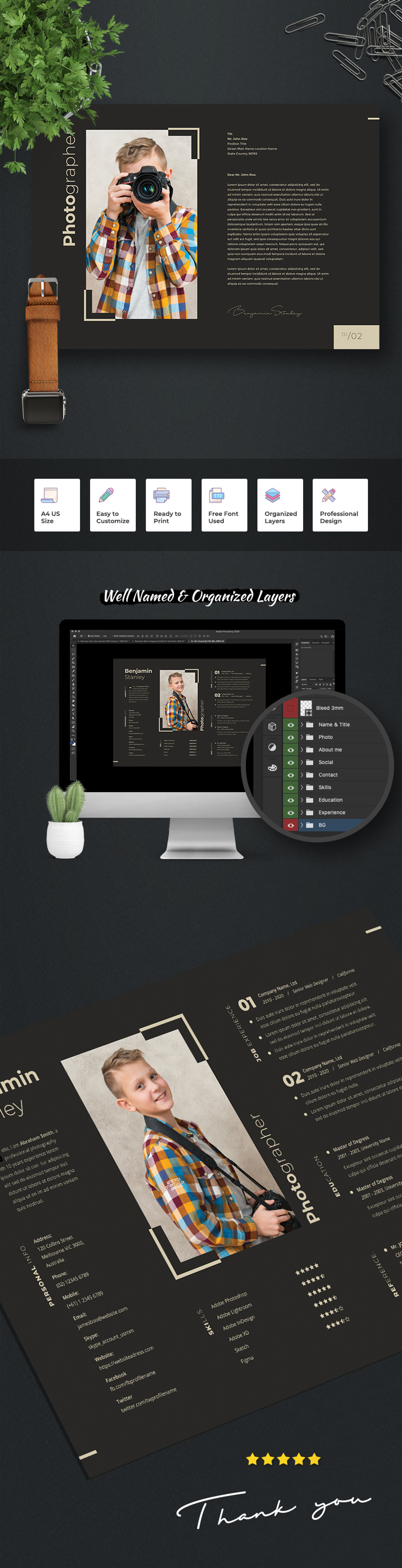 Photographer Professional and Clean Resume Template
