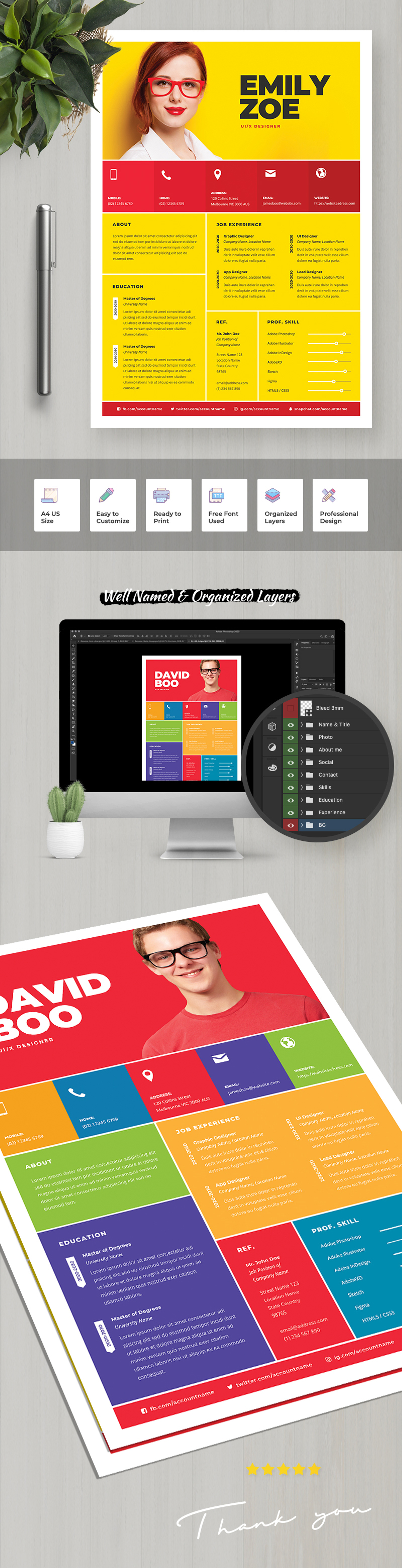 Professional UI/UX Designer and Clean Resume Template