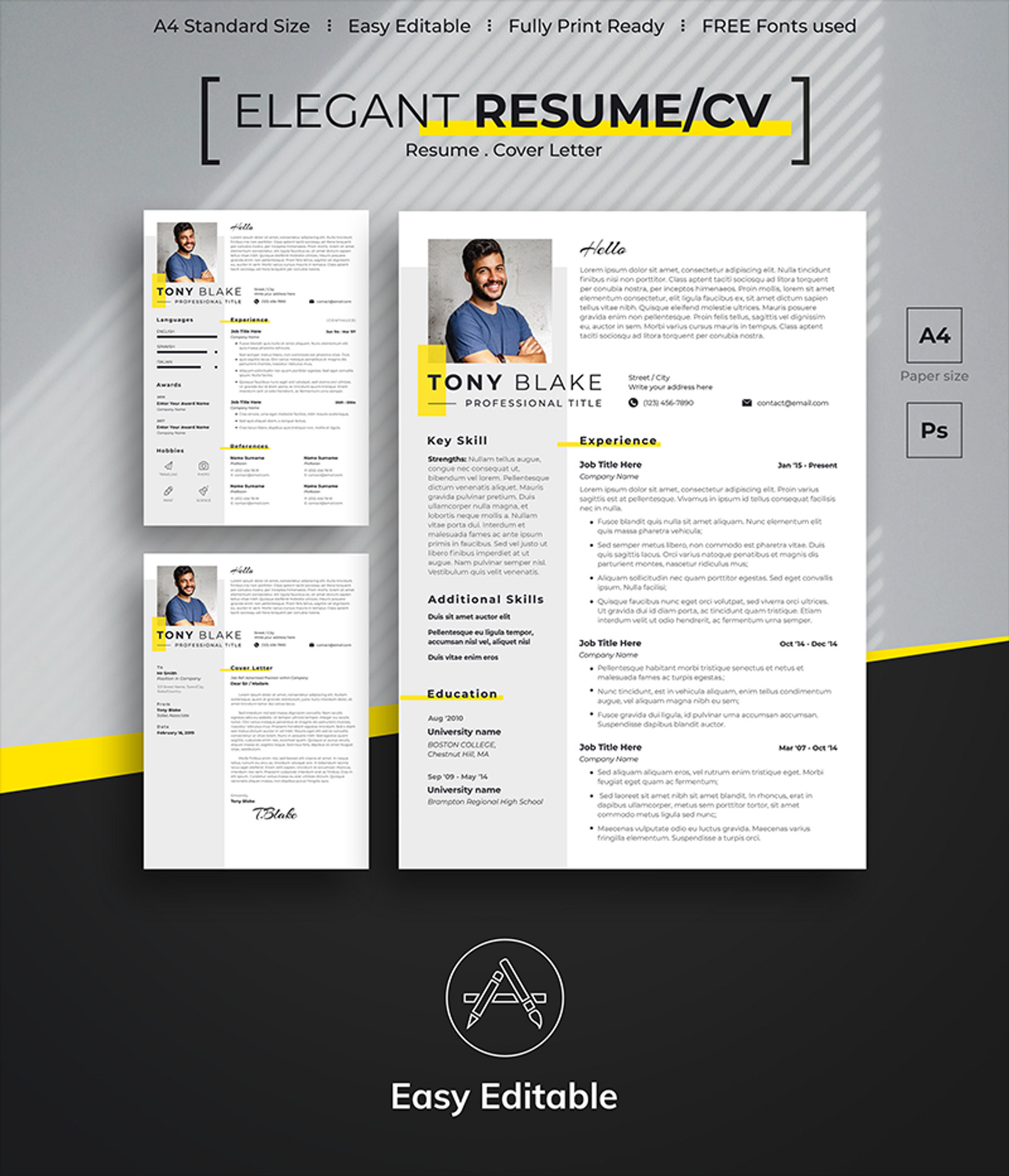 Elegant Free Resume Template #124523 - TemplateMonster