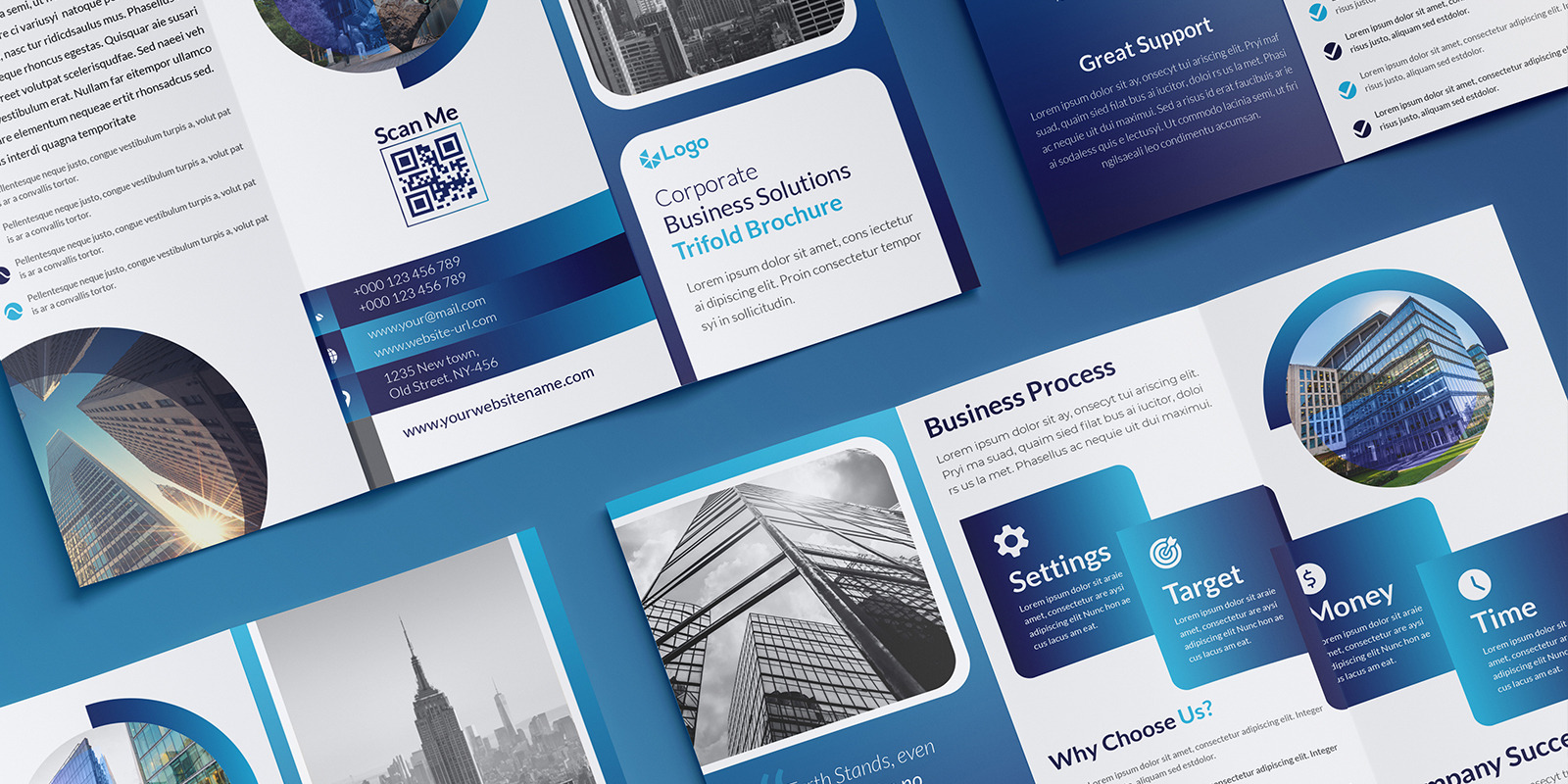 Blue Gradient Trifold Brochure Design - Corporate Identity Template