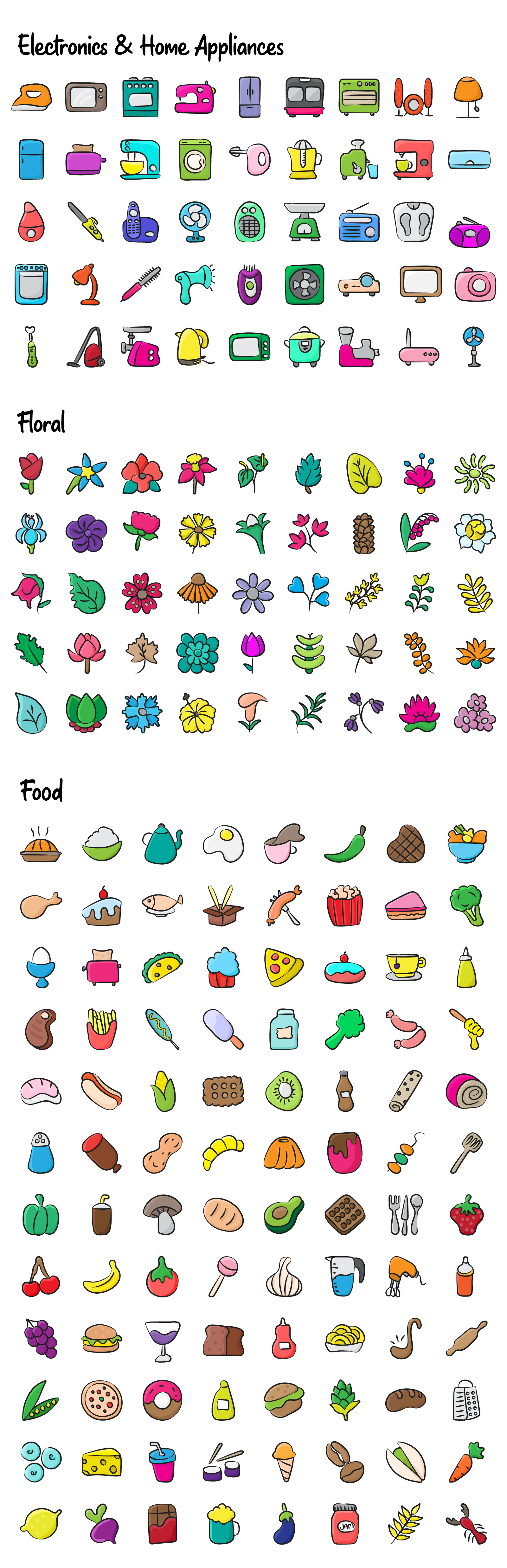 Flat Hand Drawn Icon Set #108760 - TemplateMonster