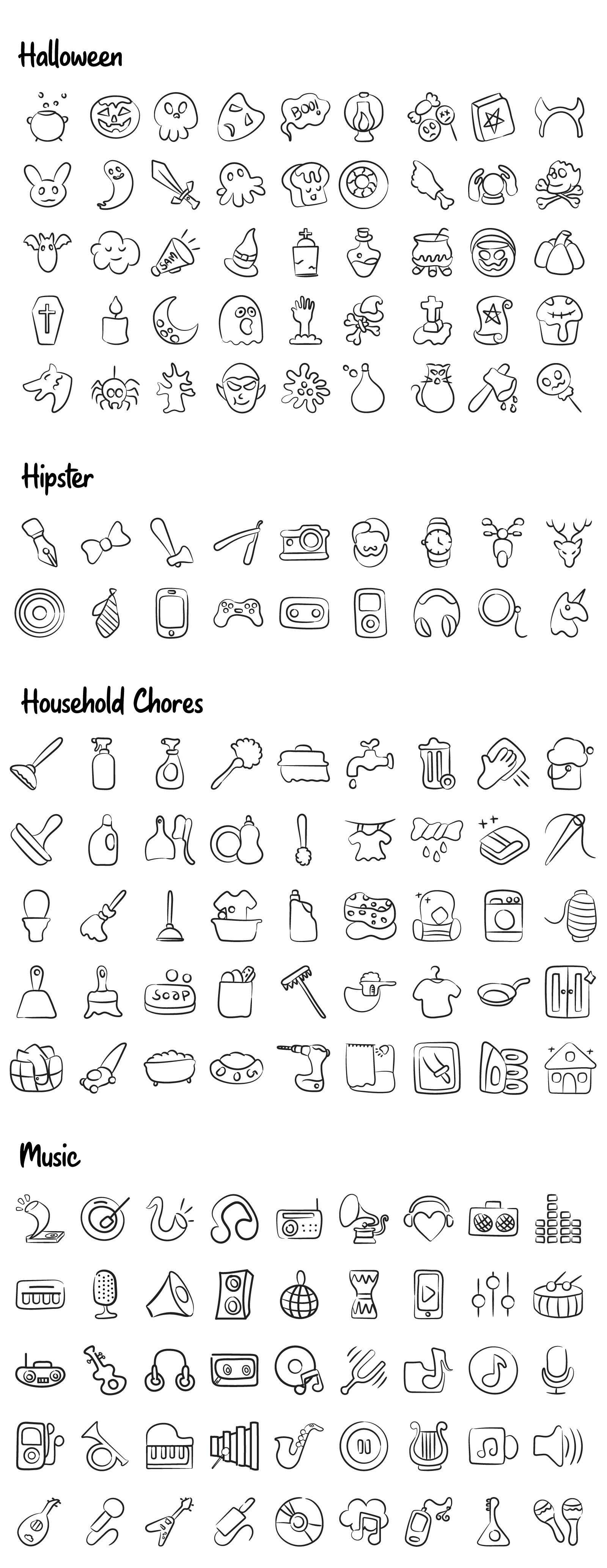 Flat Hand Drawn Icon Set #108760 - TemplateMonster