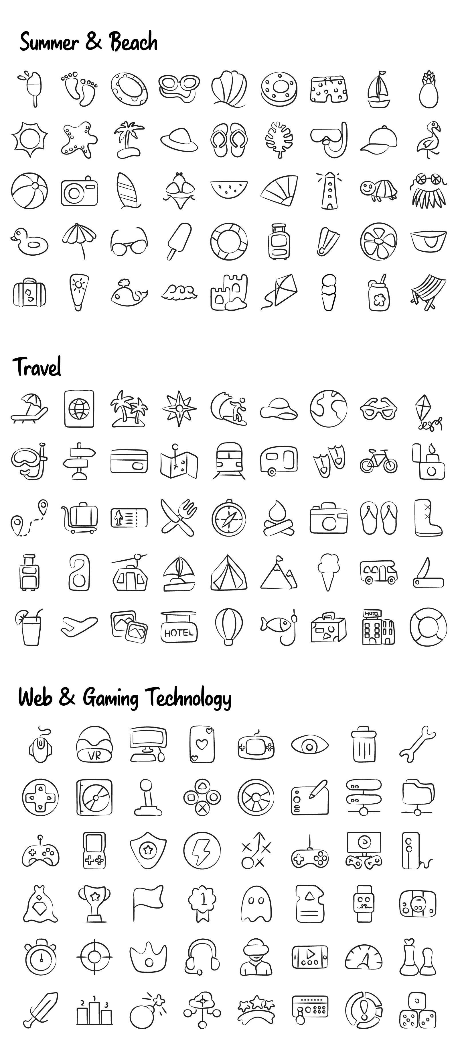 Flat Hand Drawn Icon Set #108760 - TemplateMonster