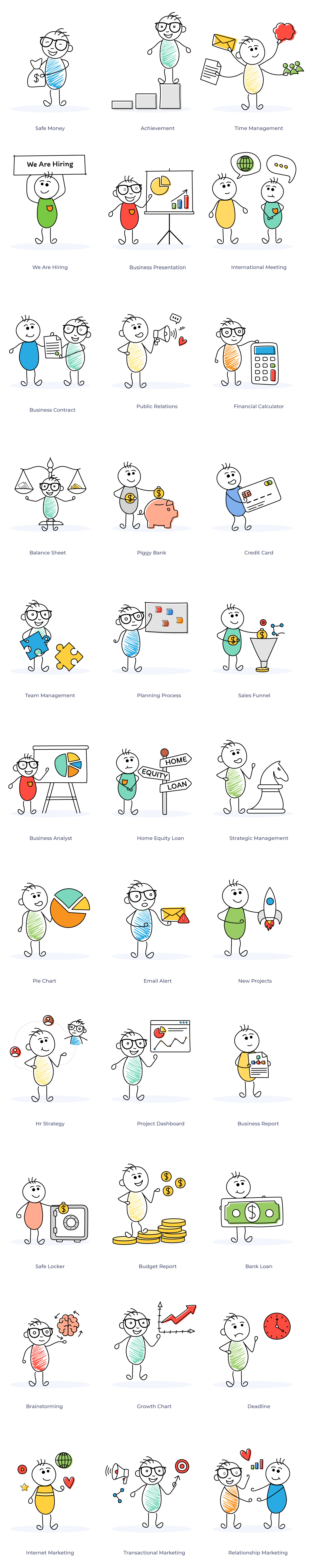 Stick Figure Activities Icon Set #117696 - TemplateMonster