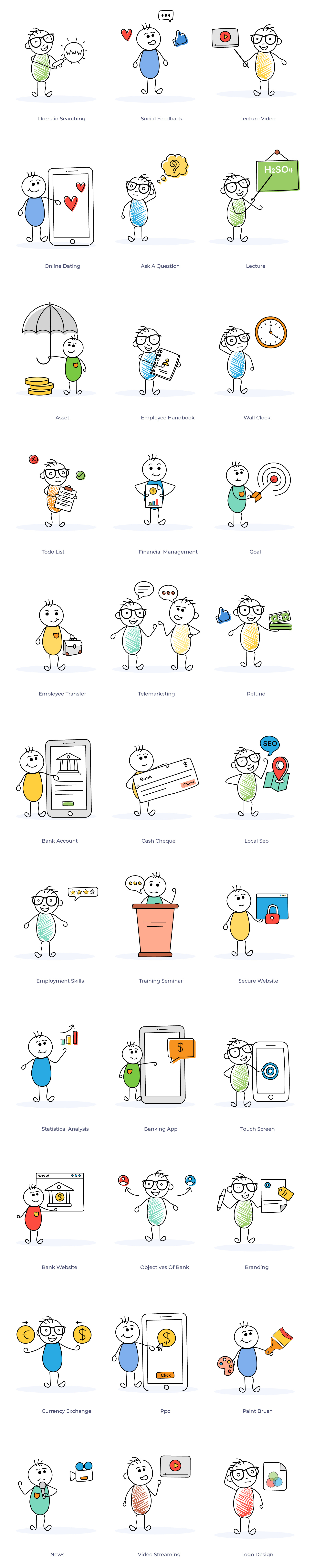 Stick Figure Activities Icon Set #117696 - TemplateMonster