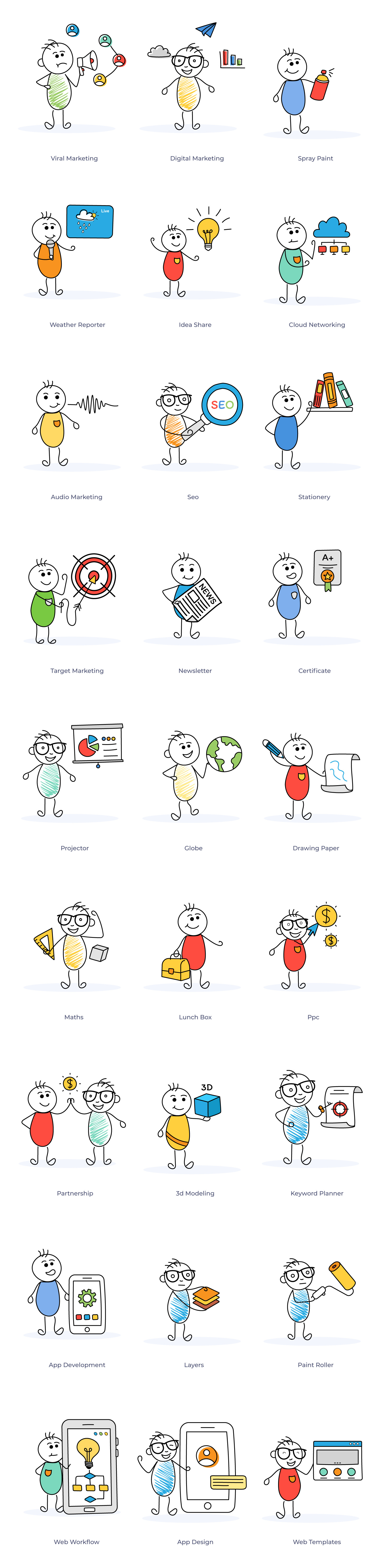 Stick Figure Activities Icon Set #117696 - TemplateMonster