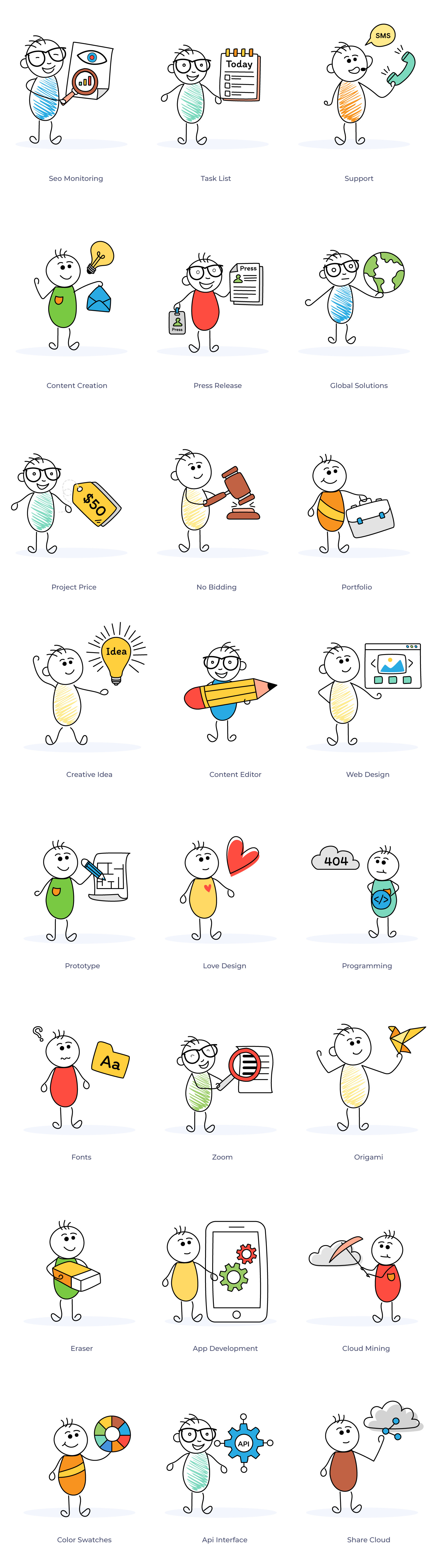 Stick Figure Activities Icon Set #117696 - TemplateMonster
