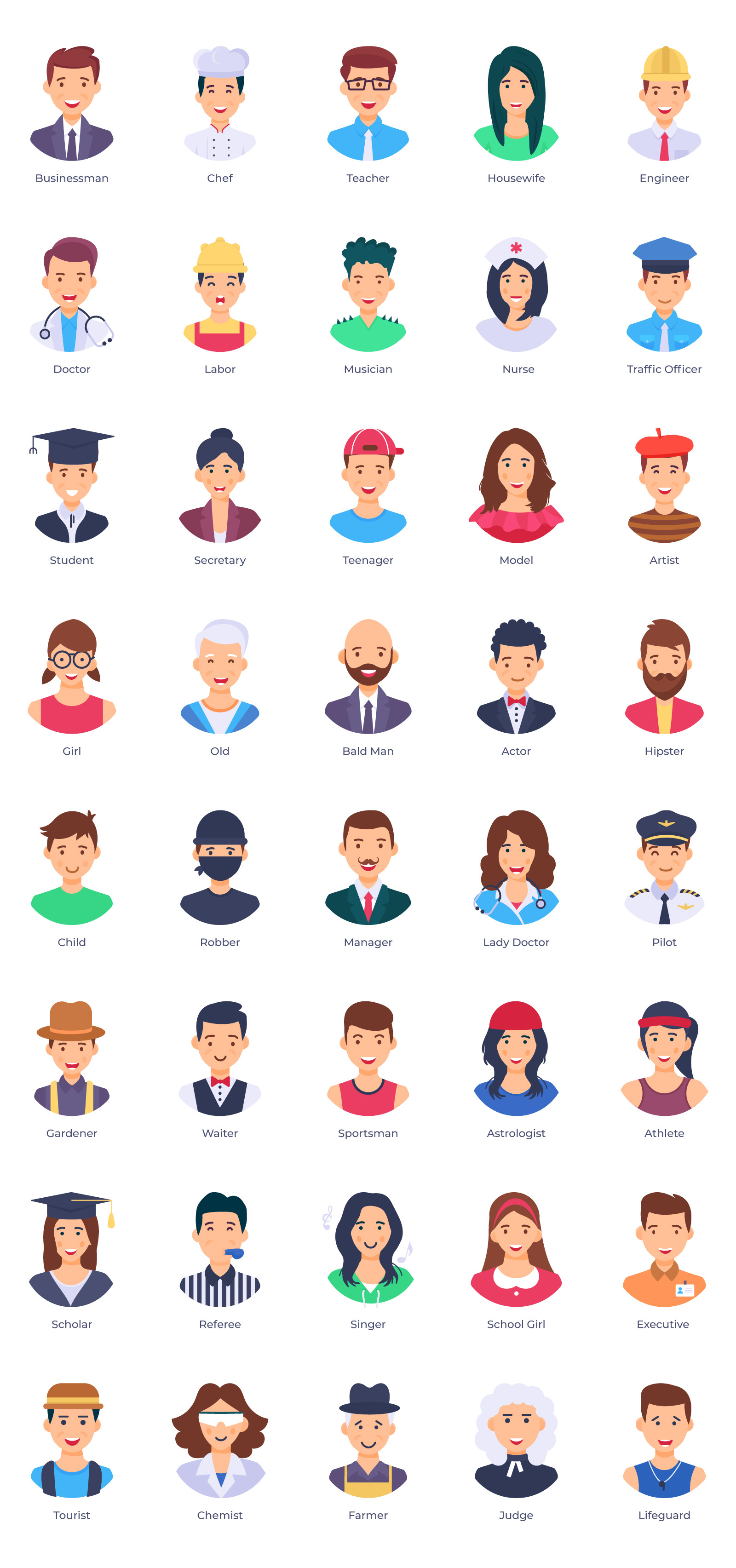 Flat Avatar Vectors Icon Set #121211 - TemplateMonster