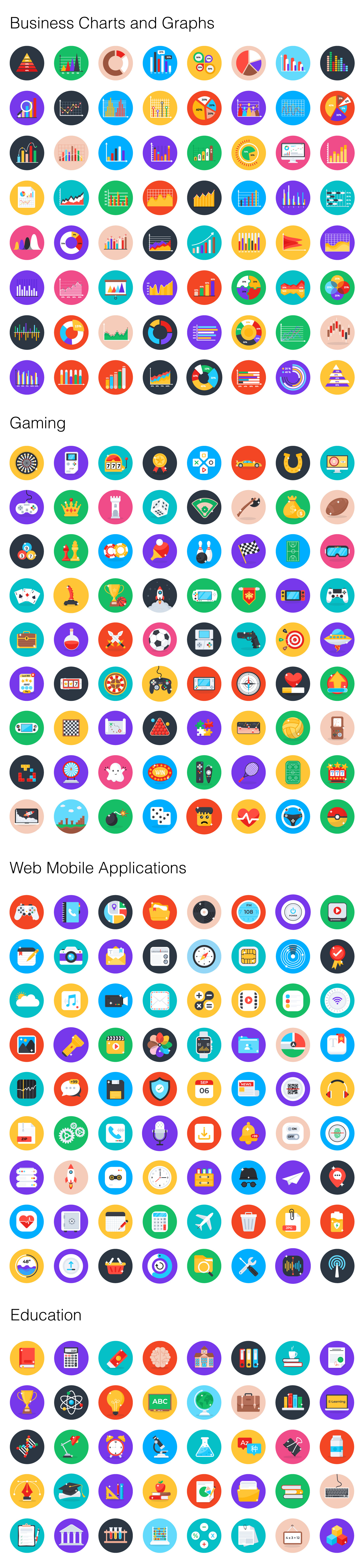 1400+ Flat Circular Set Icon #123441 - TemplateMonster