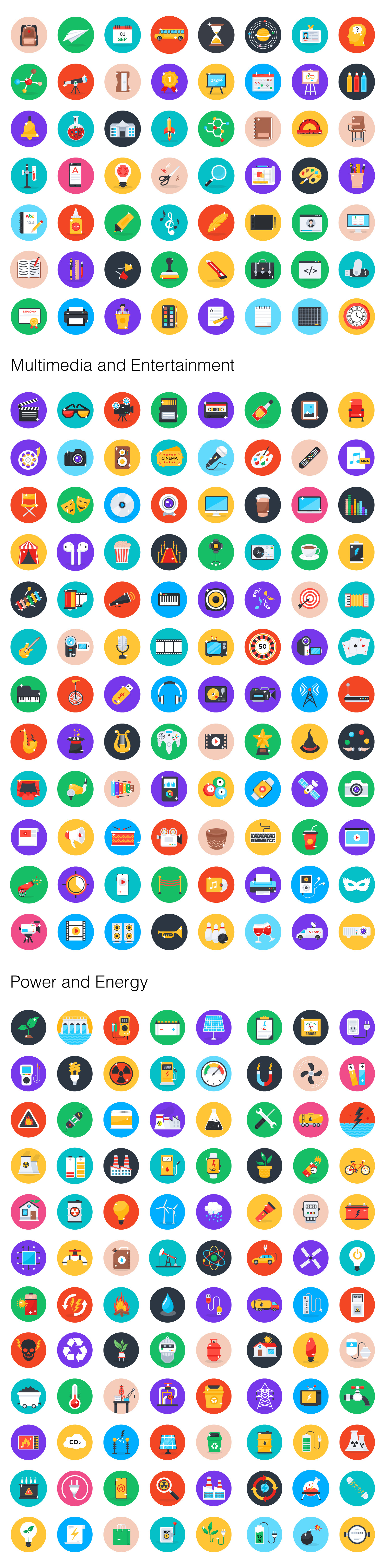 1400+ Flat Circular Set Icon #123441 - TemplateMonster