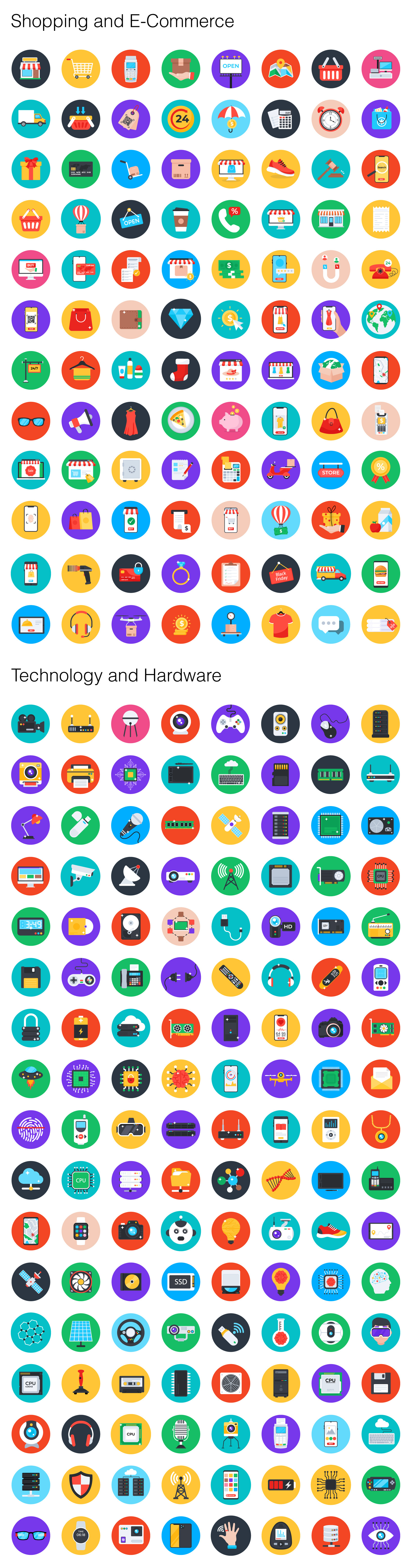 1400+ Flat Circular Set Icon #123441 - TemplateMonster