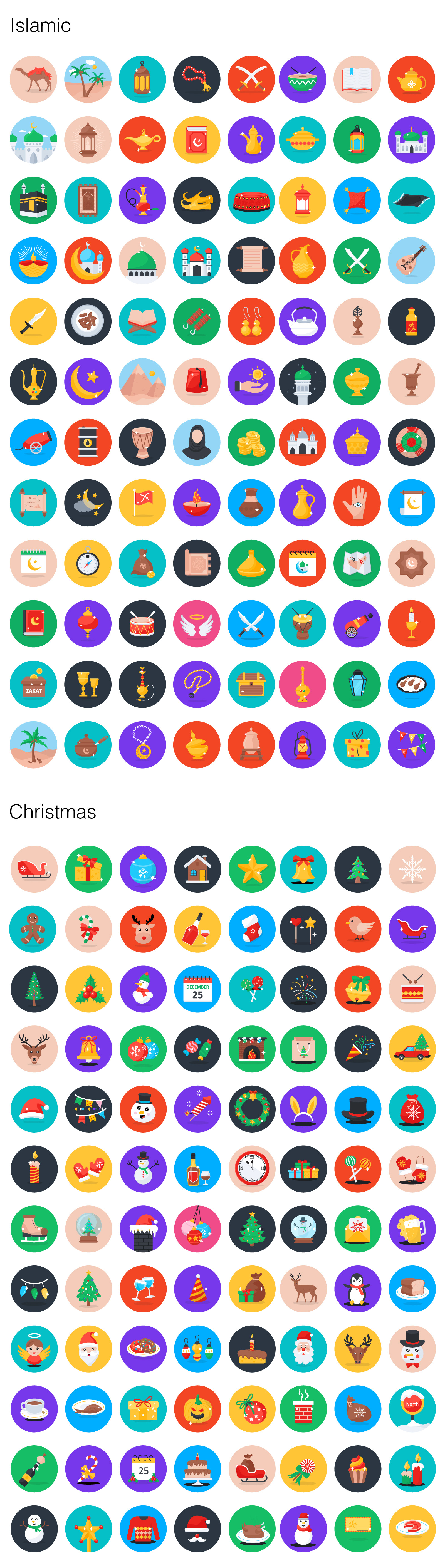 1400+ Flat Circular Set Icon #123441 - TemplateMonster
