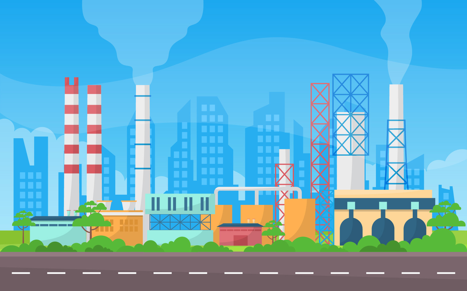 Factory Area Landscape - Illustration - TemplateMonster