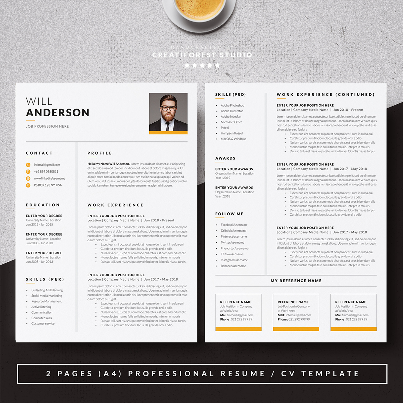 Simple CV Premium Resume Template #108154 - TemplateMonster