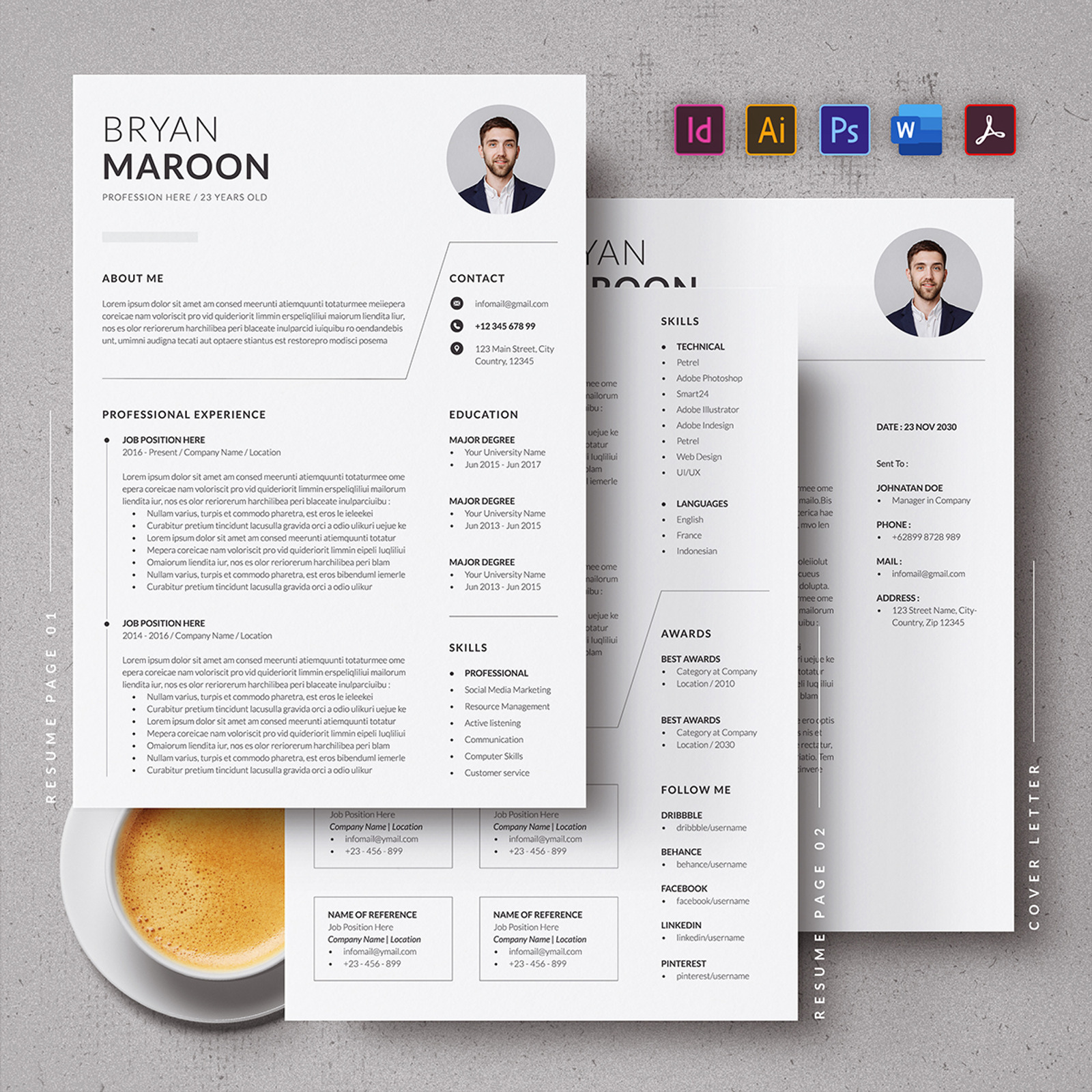 Clean CV Premium Resume Template #108180 - TemplateMonster