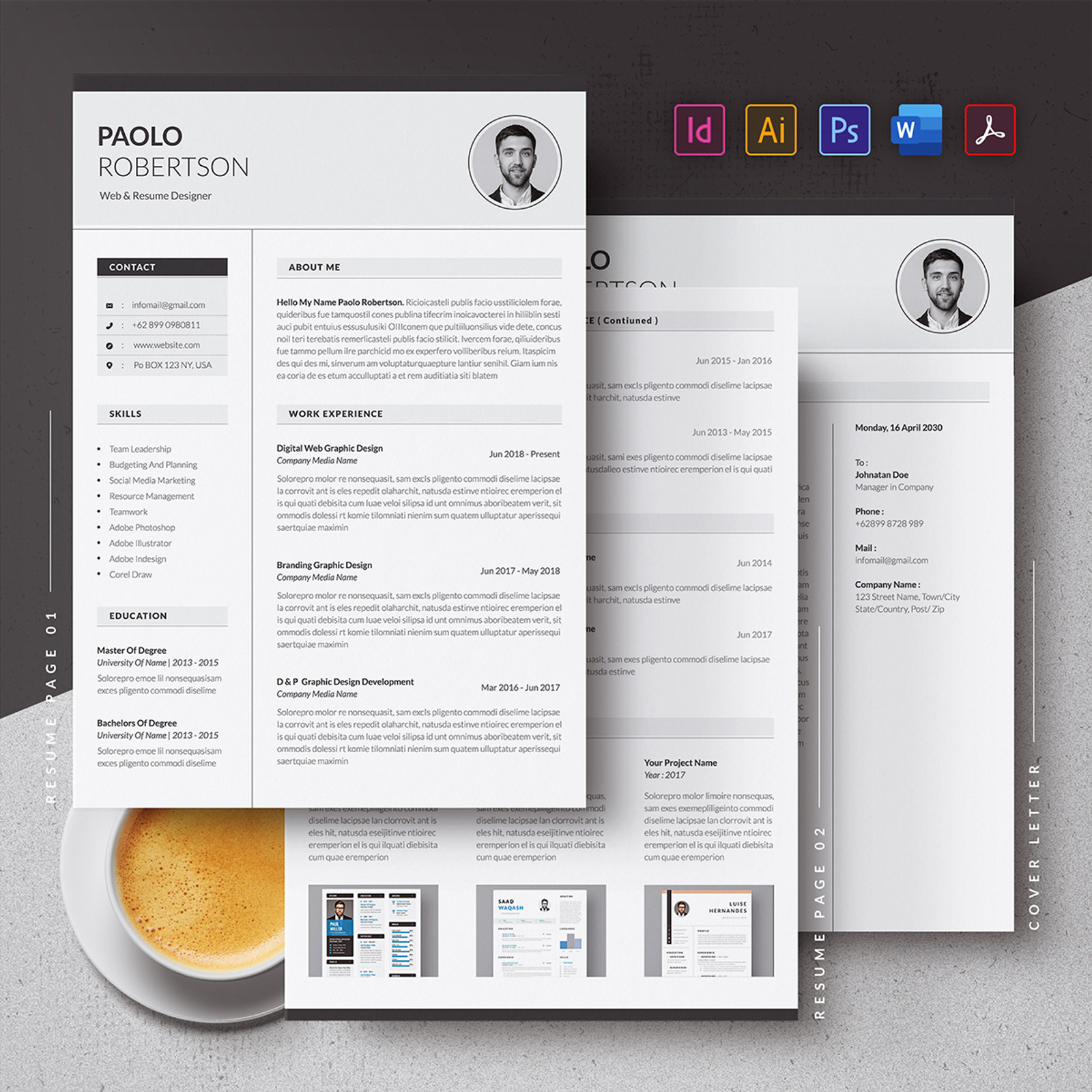 Mono CV Premium Resume Template #108151 - TemplateMonster