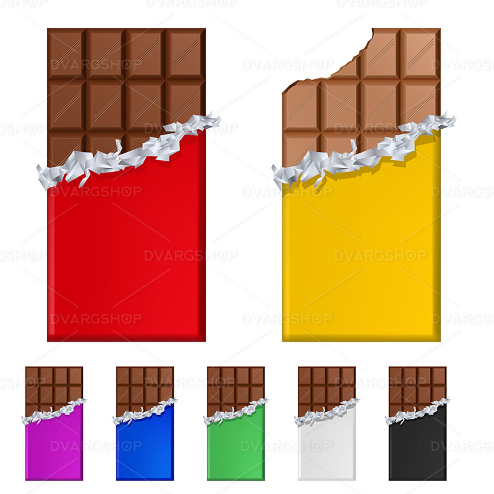Set of Chocolate Bars in Colorful Wrappers - Vector Image
