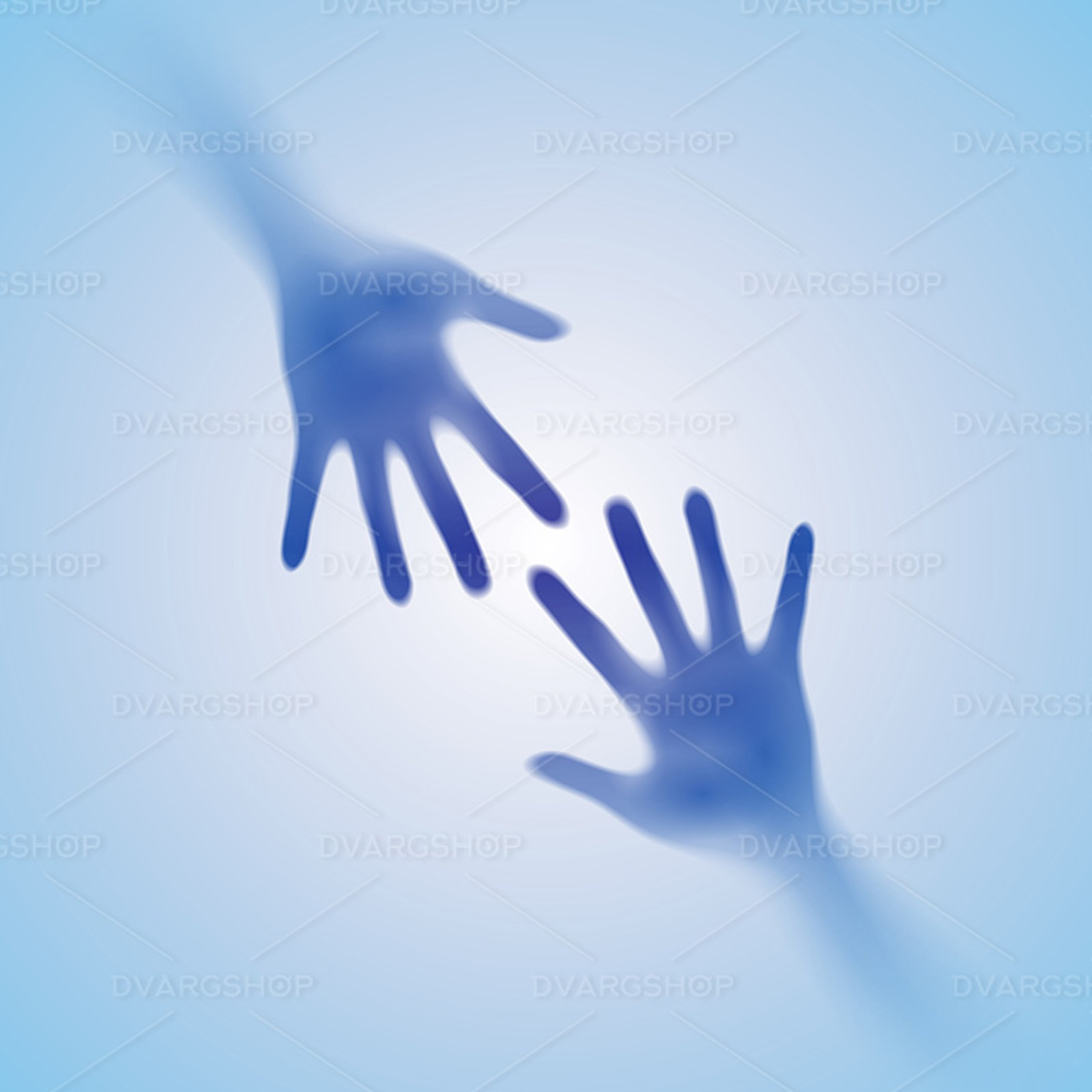 Helping Hand in the Fog Illustration on Blue Background - Vector Image
