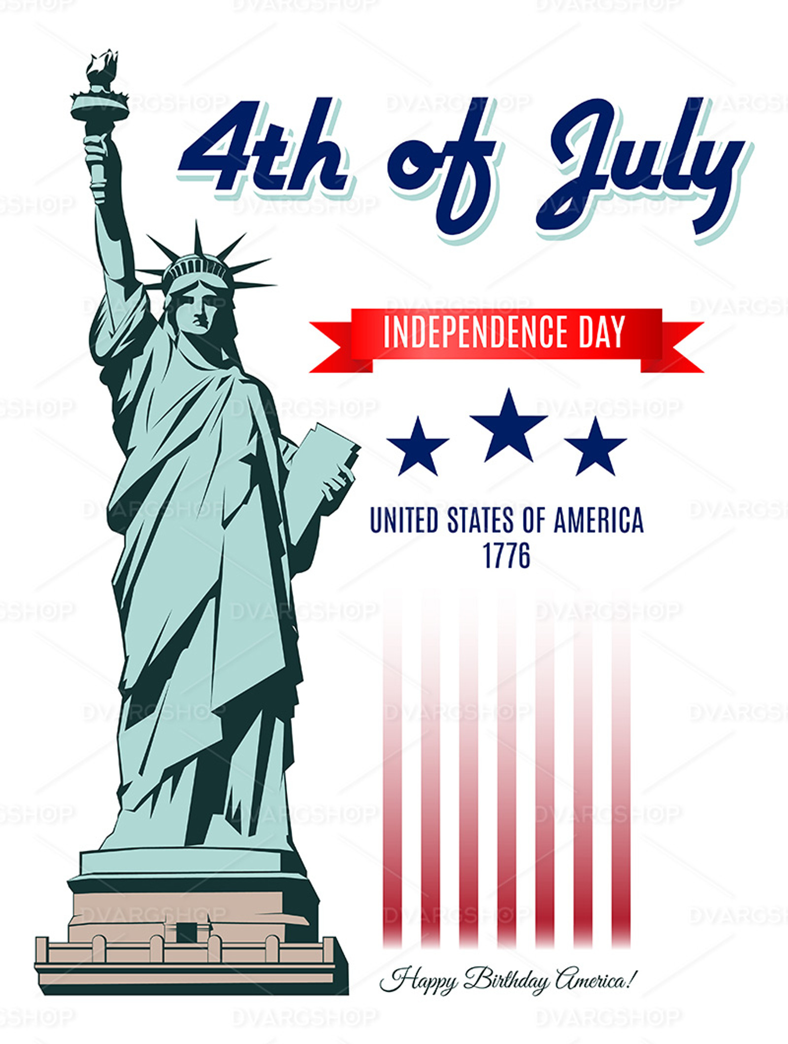 Independence Day Statue of Liberty - Vector Image