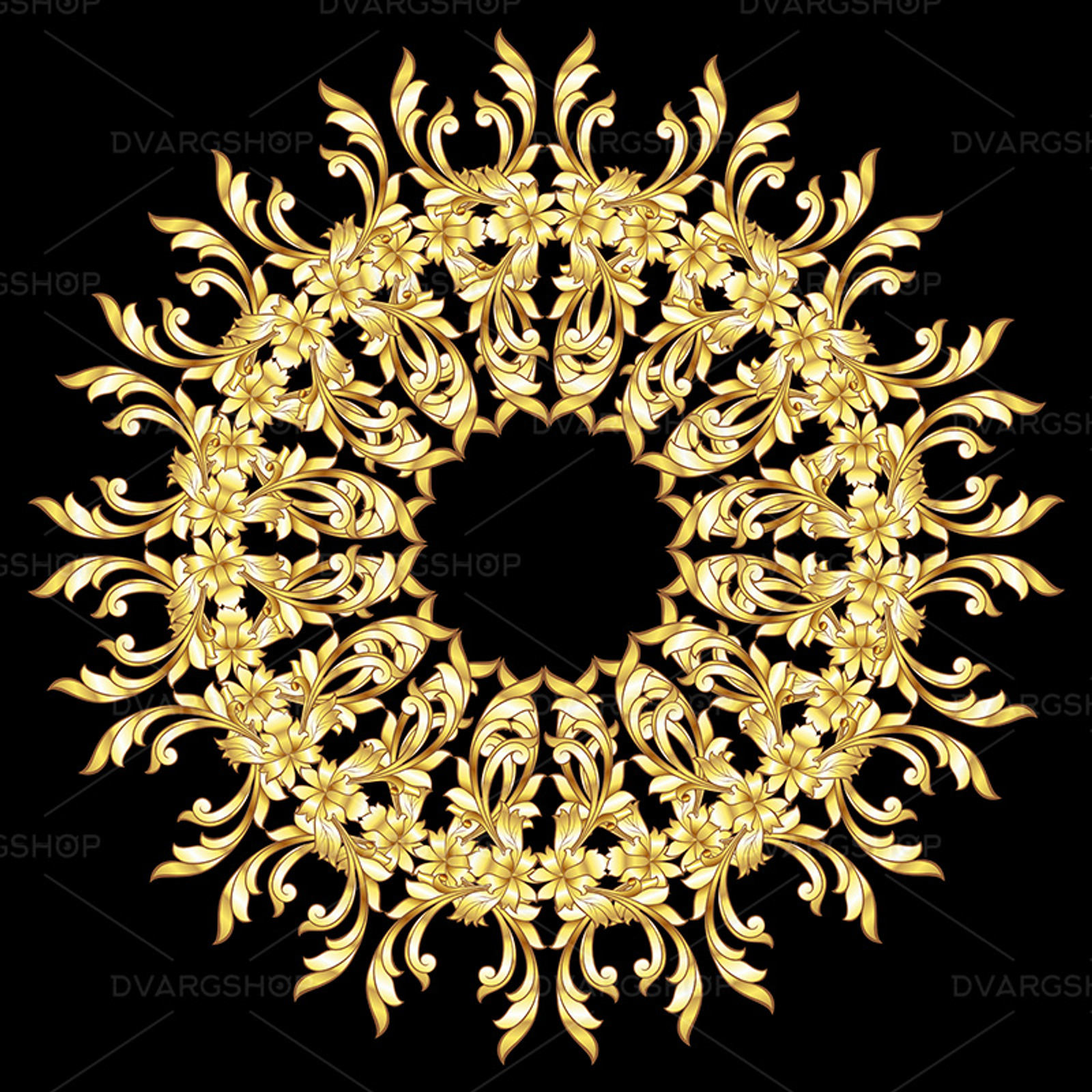 Golden Flower Pattern - Vector Image - TemplateMonster