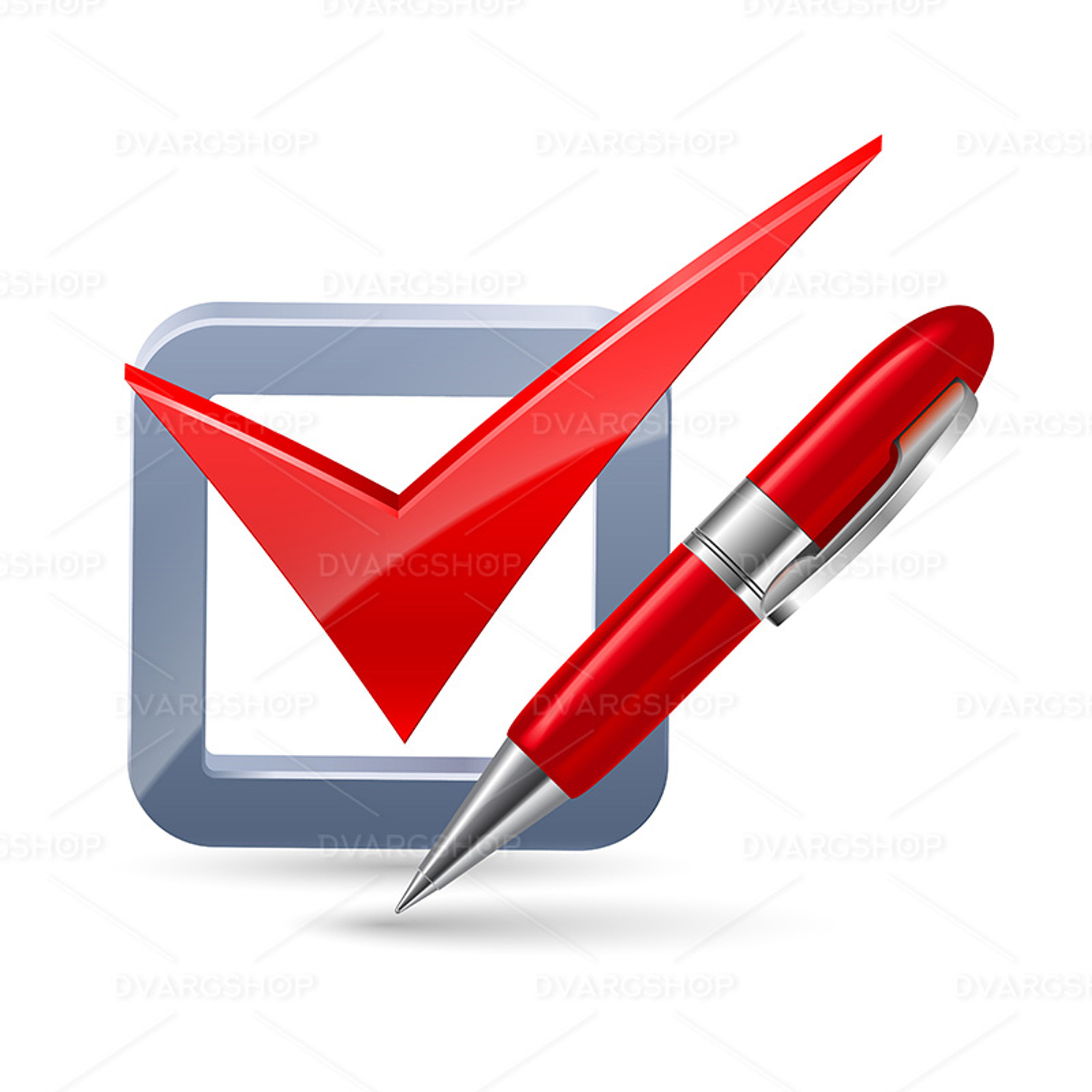 Pen and Tick Mark - Vector Image #117489 - TemplateMonster