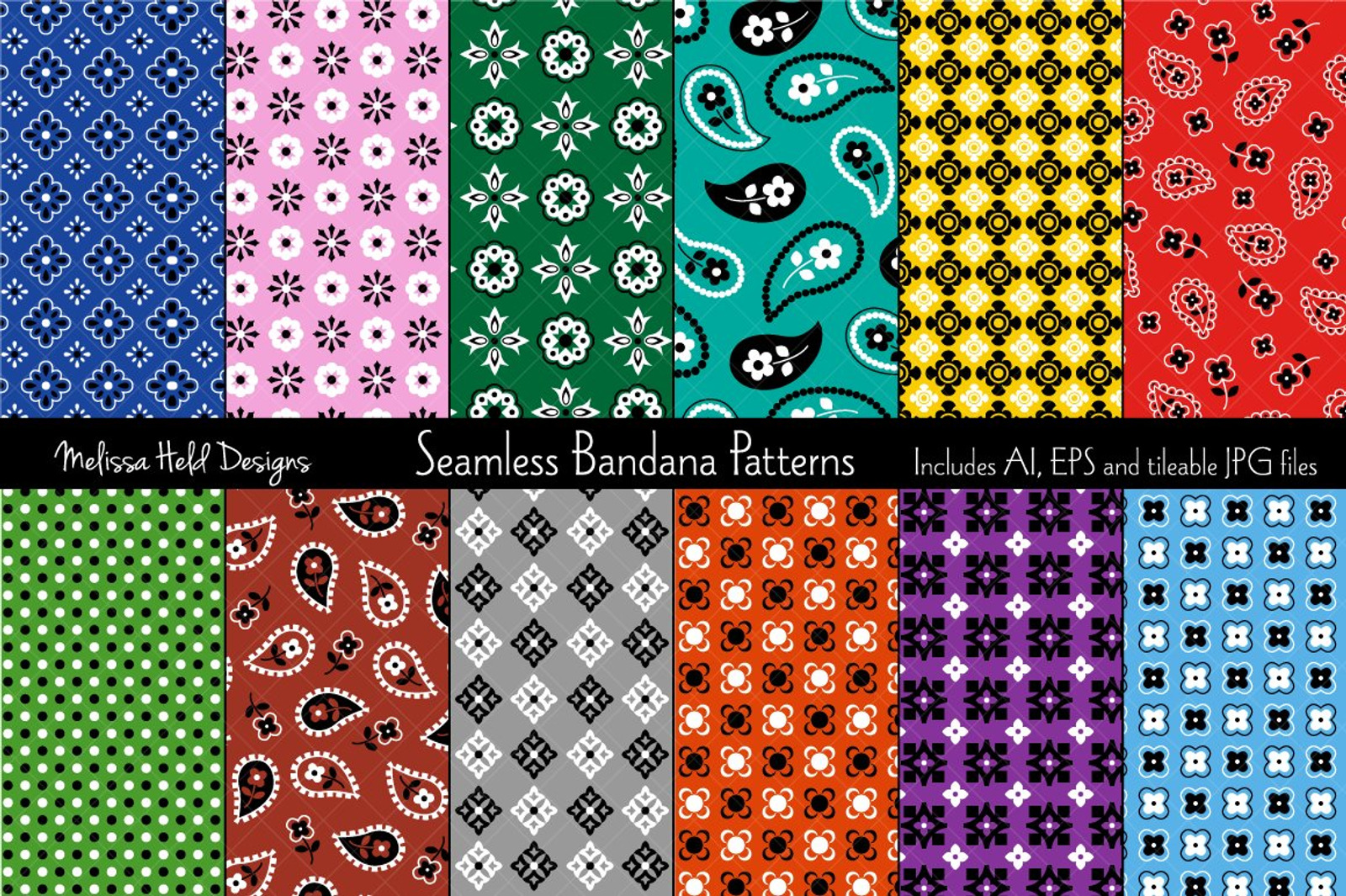 Seamless Bandana Vector Pattern #114539 - TemplateMonster