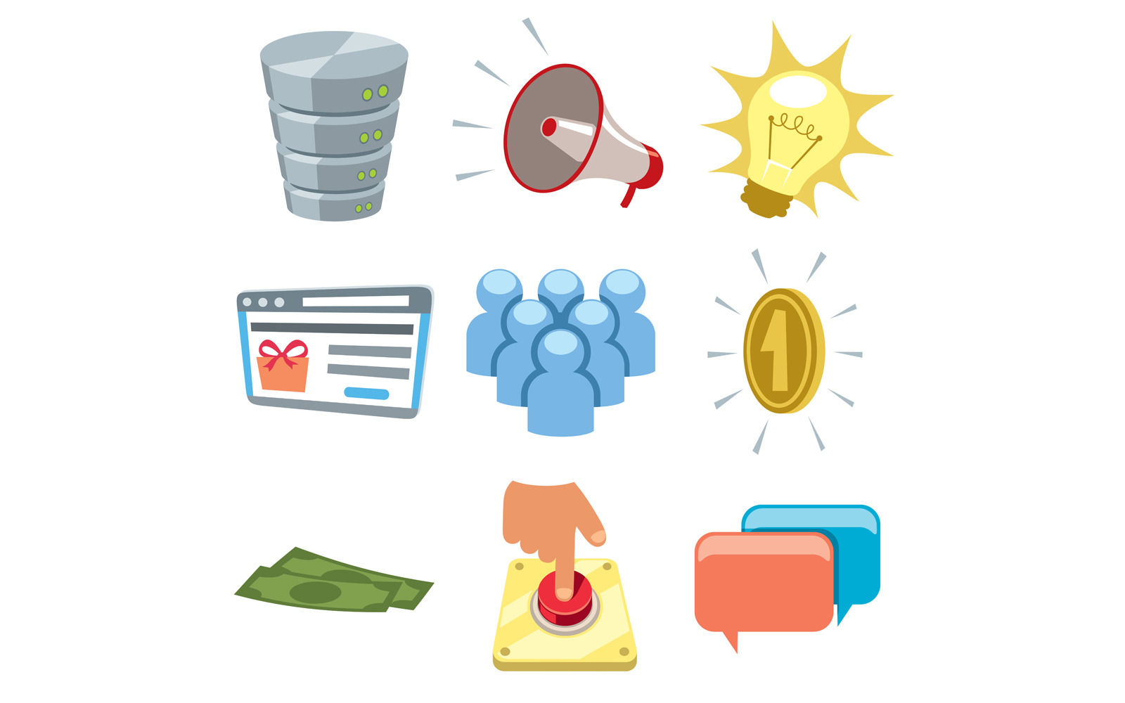 Cartoon Internet Icons 2 - Illustration - TemplateMonster